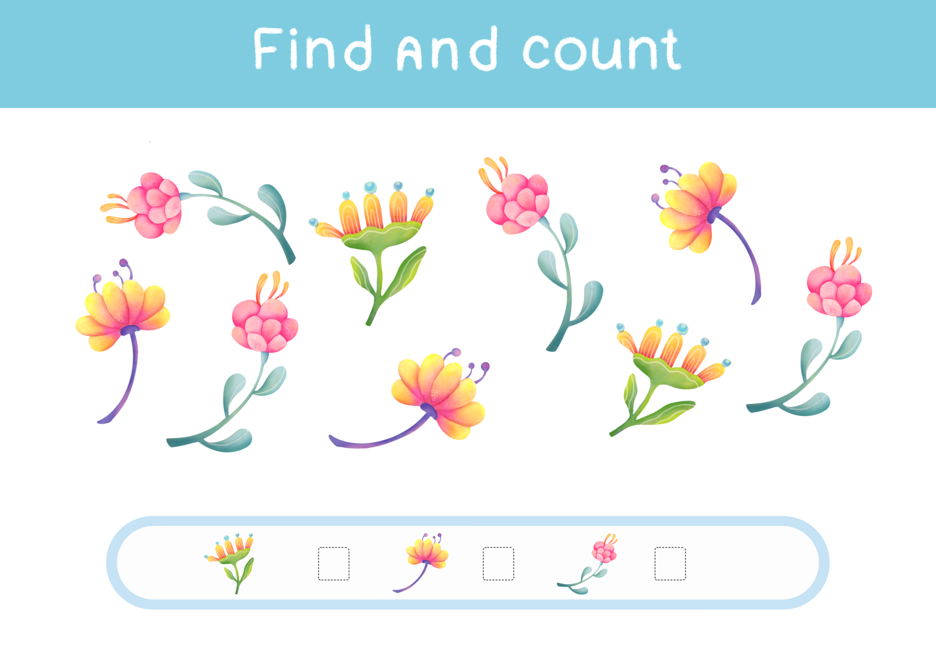 Count All Flowers Count The Number And Write Right Answer Into Box count-all-flowers-count-the-number-and-write-right-answer-into-box