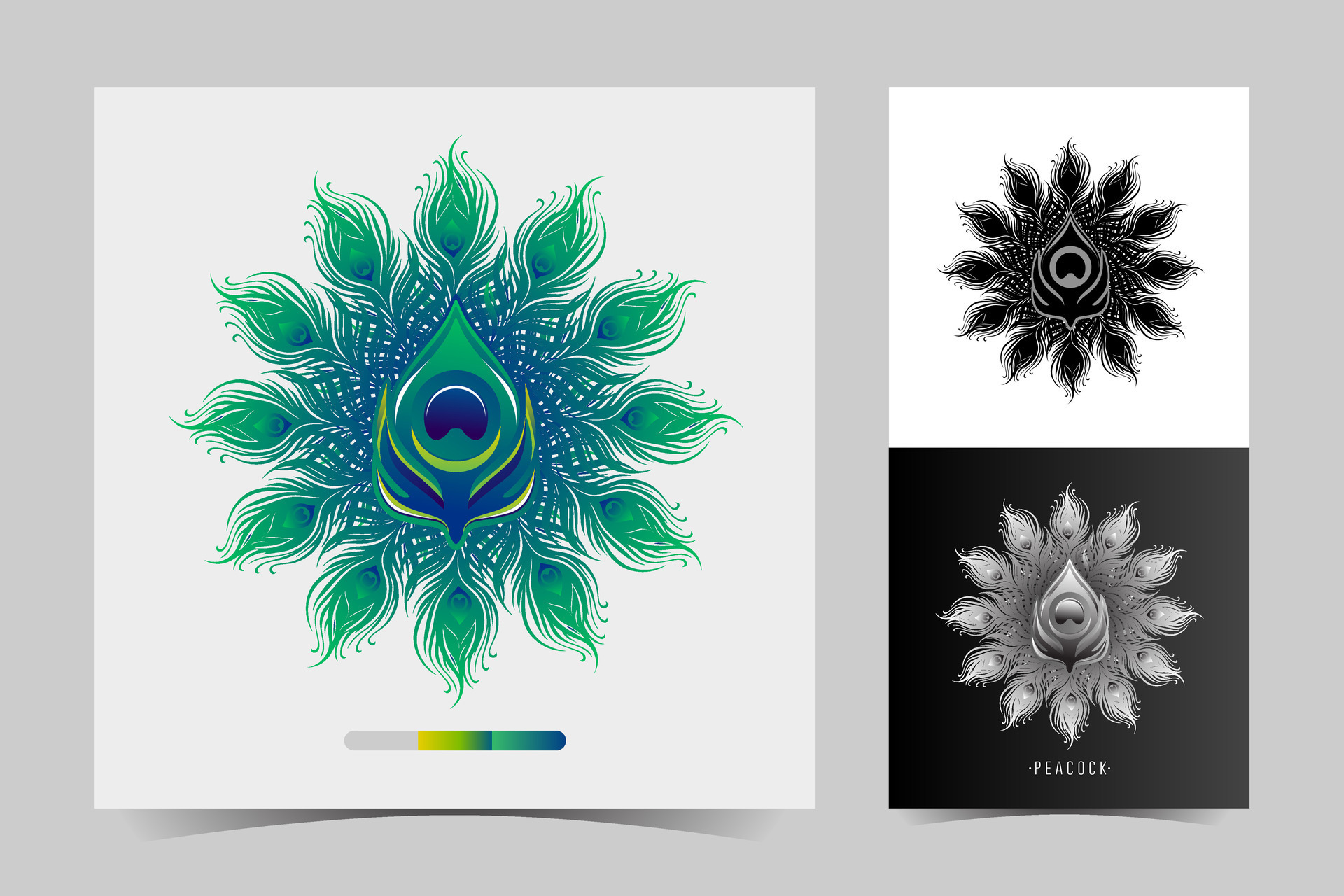 vector set of peacock feather design elements 36418861 Vector Art at ...