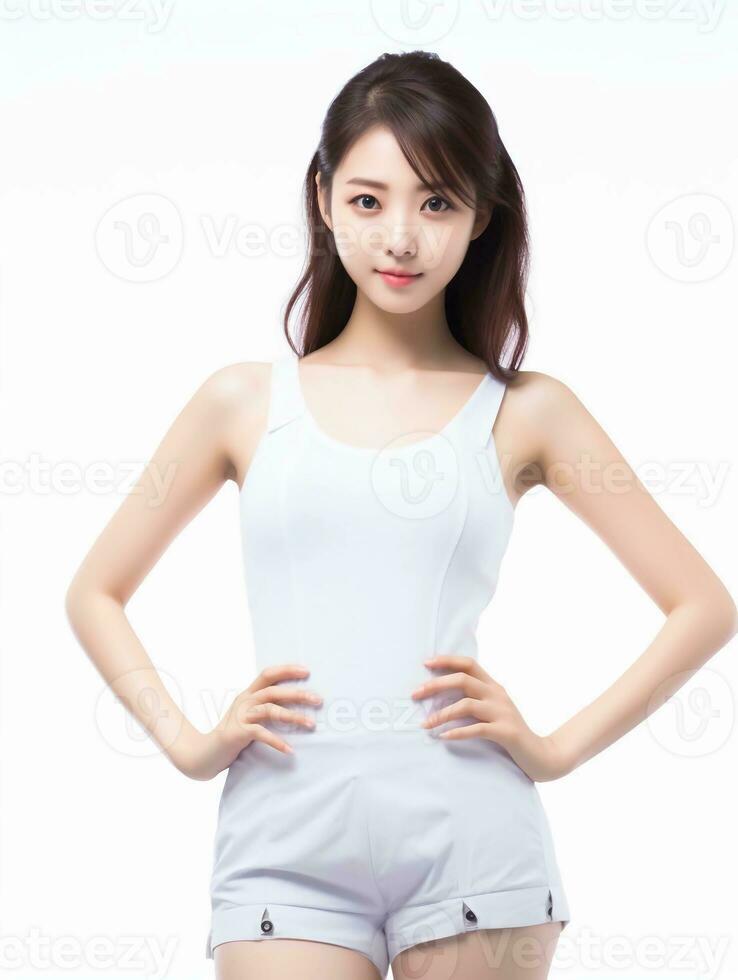 AI generated Beautiful Japanese female model with pure white skin, as a ...