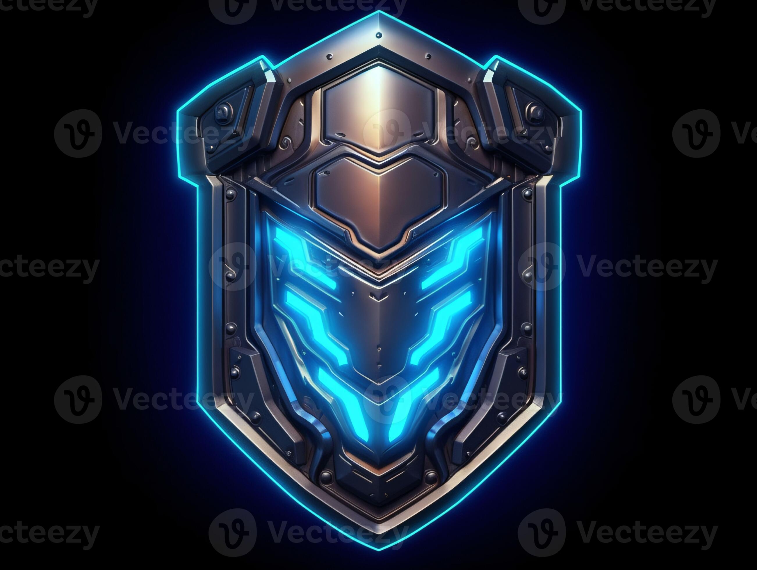 AI generated Modern and Futuristic Shield on Black Background. Shield ...