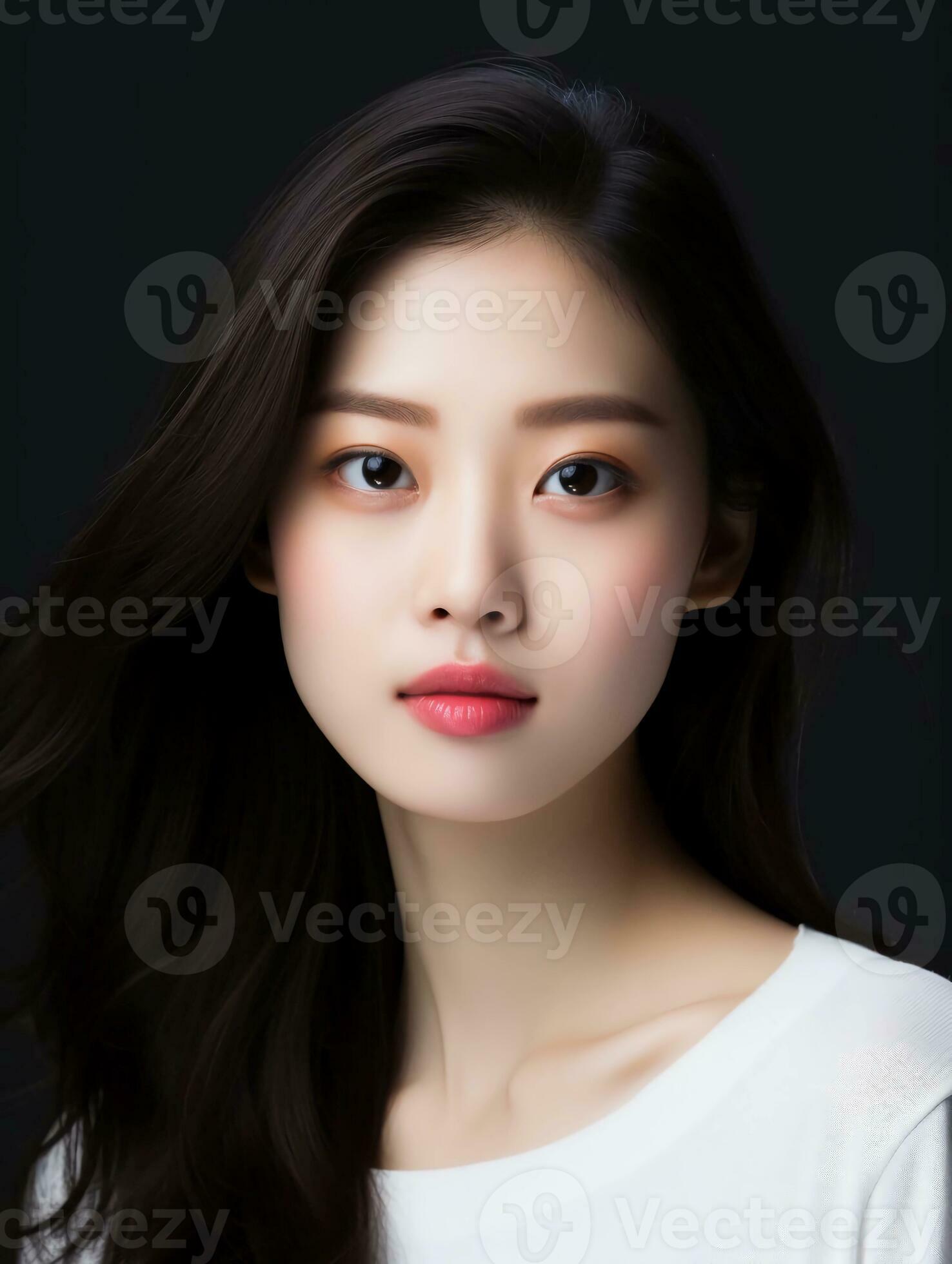 AI generated Close-up portrait of white and clean young Japanese female ...