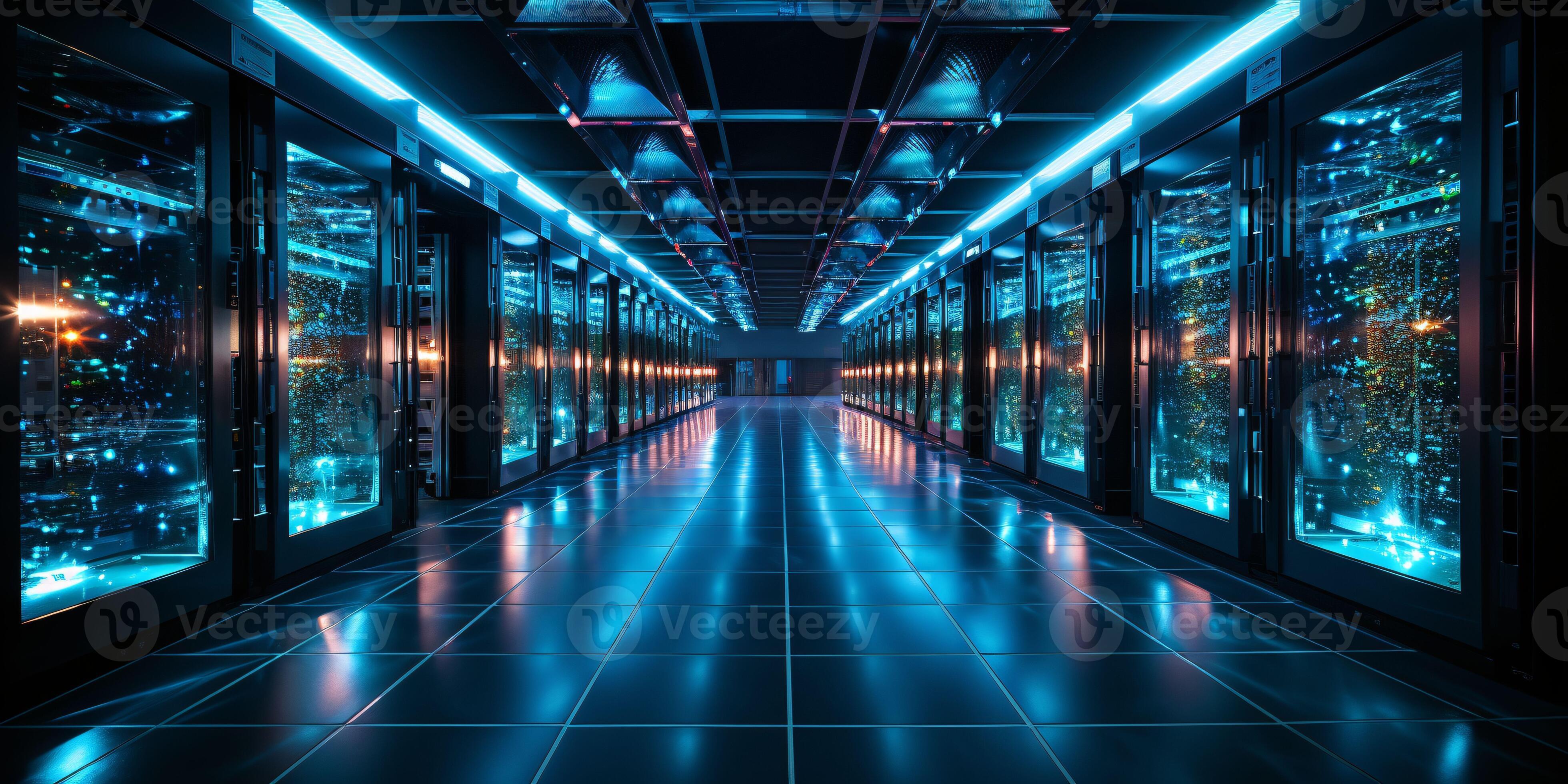 AI generated Data Center Background. Futuristic Server Room. Generative AI 36429387 Stock Photo ...