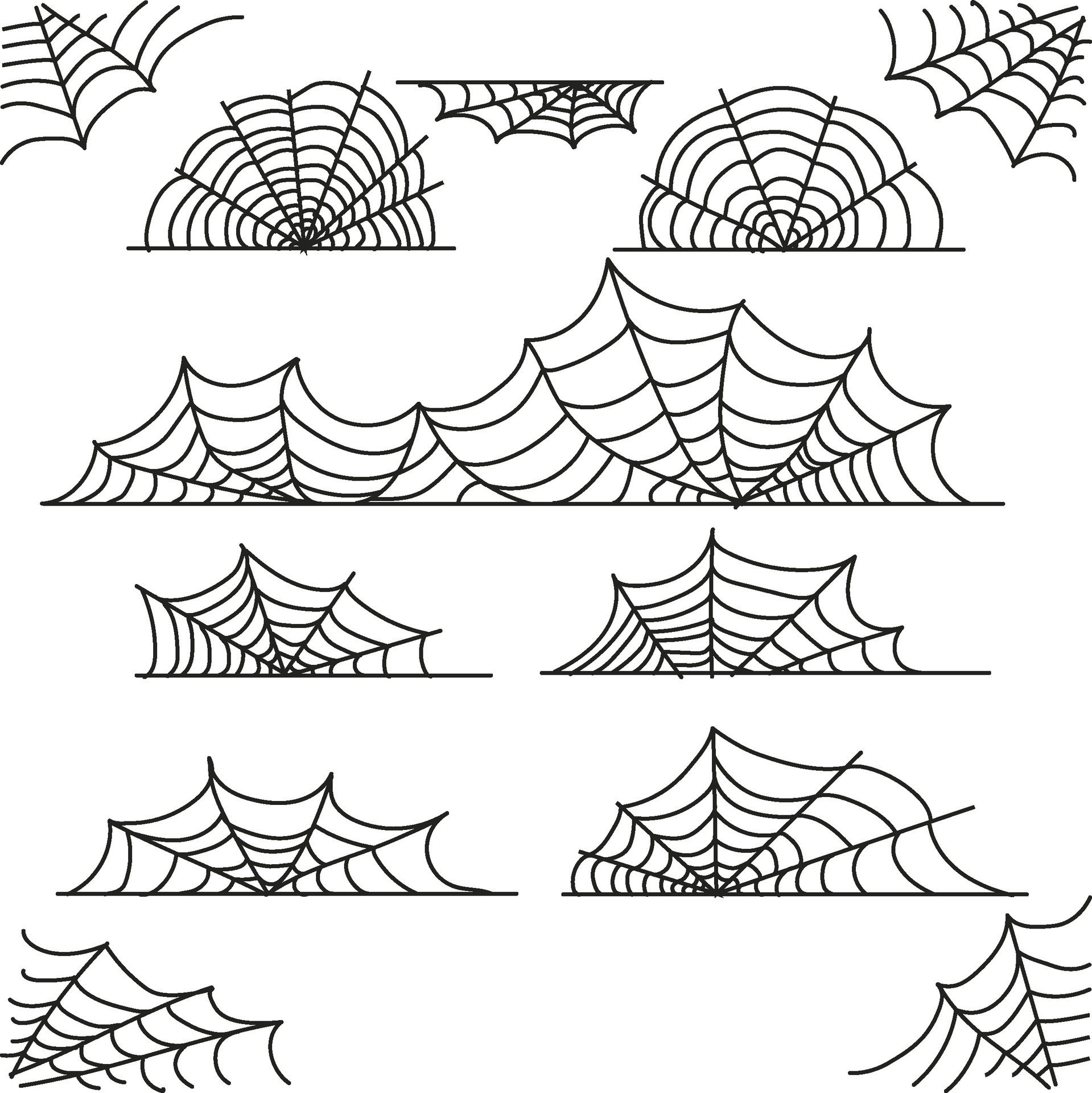 Halloween spider web, black cobweb frames, borders and corners. Scary ...