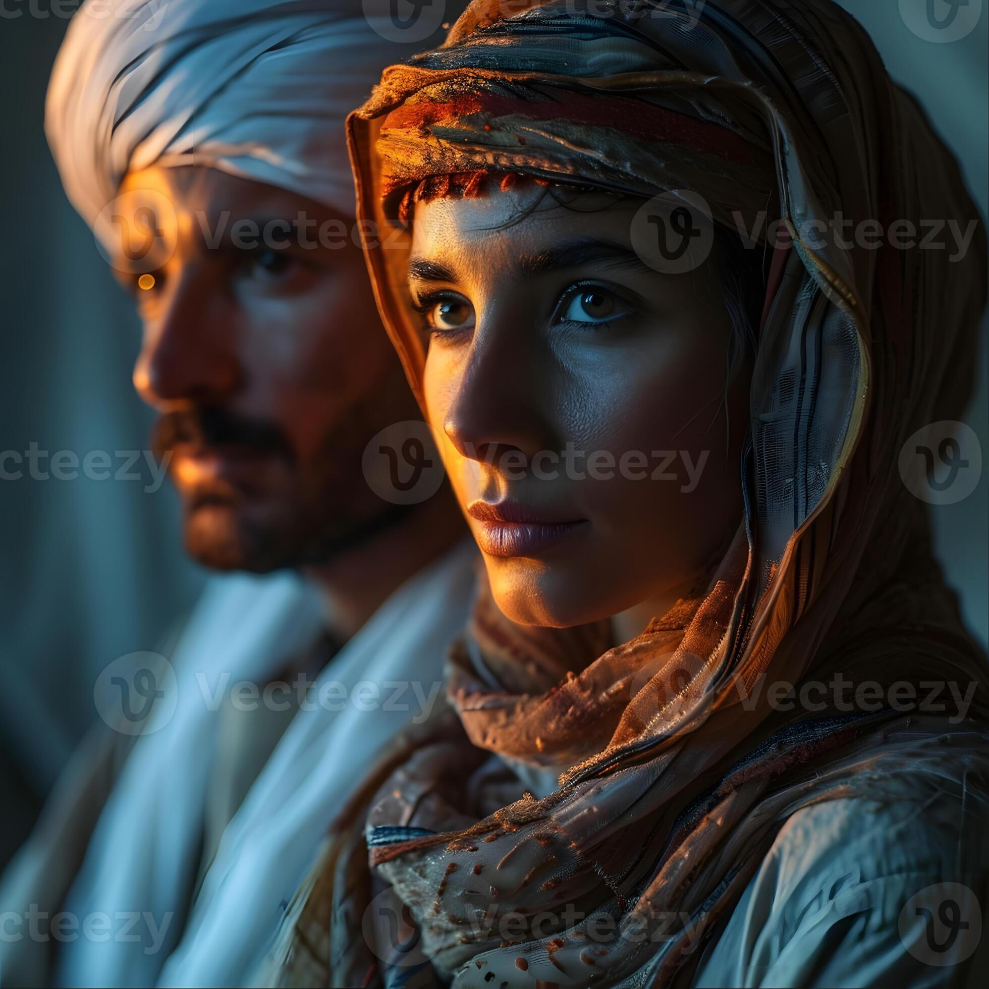 AI generated Portrait of a Middle Eastern Muslim Couple in Traditional ...