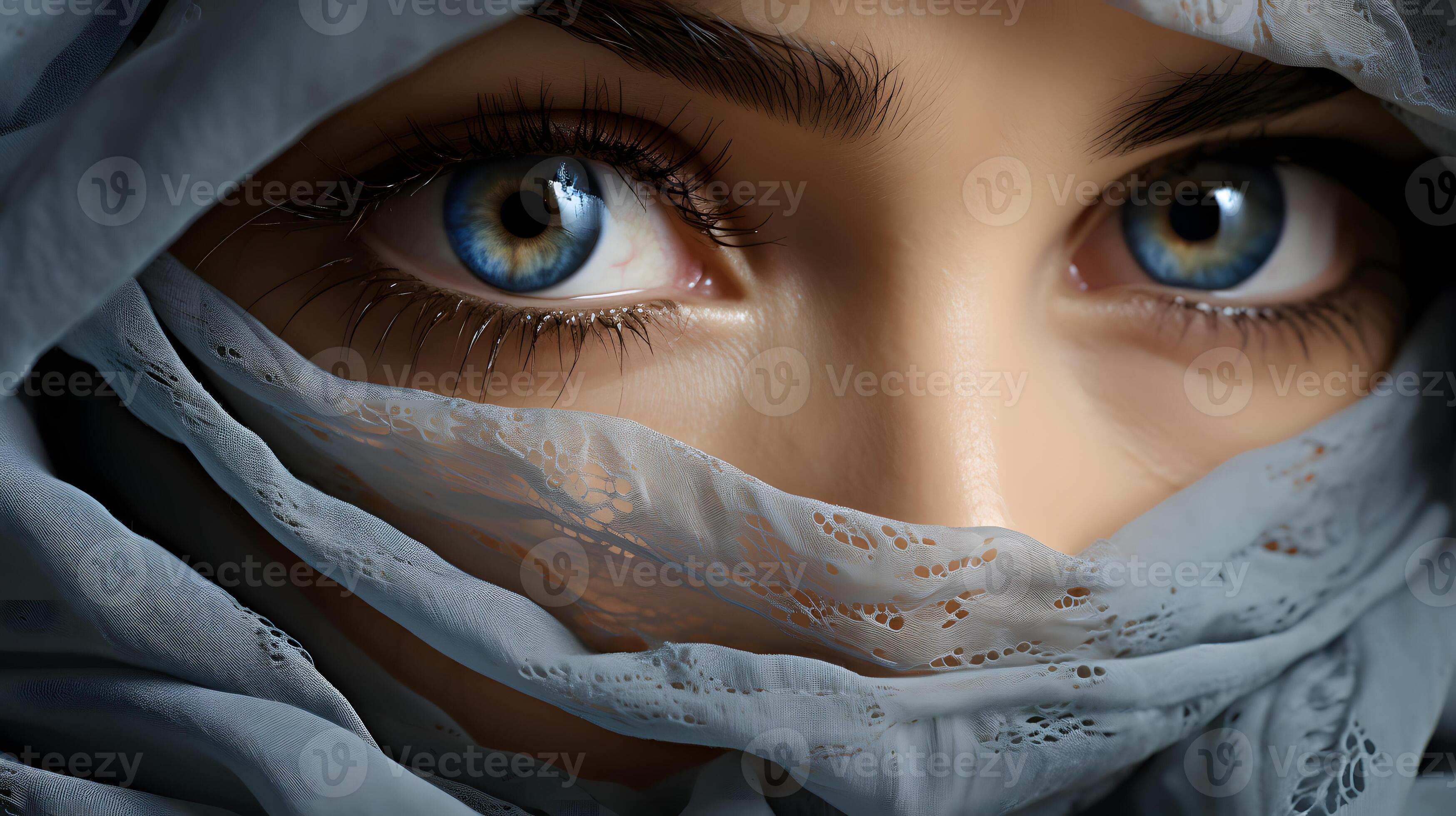 AI generated Close-up photo of a beautiful Arabic woman in hijab with Stunning Eyes. Generative ...