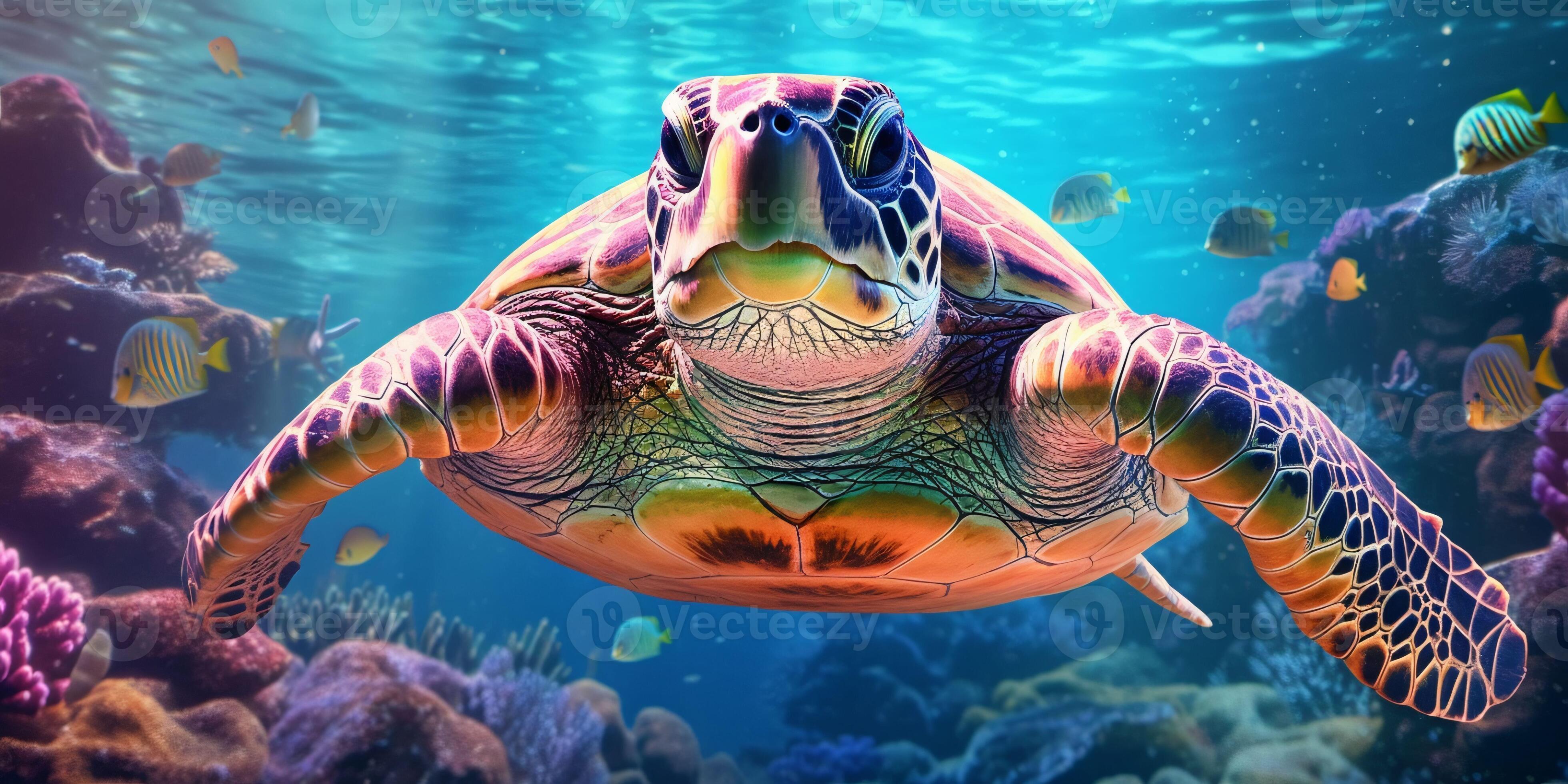 AI generated Portrait of a Sea Turtle Swimming in the Sea. Generative ...