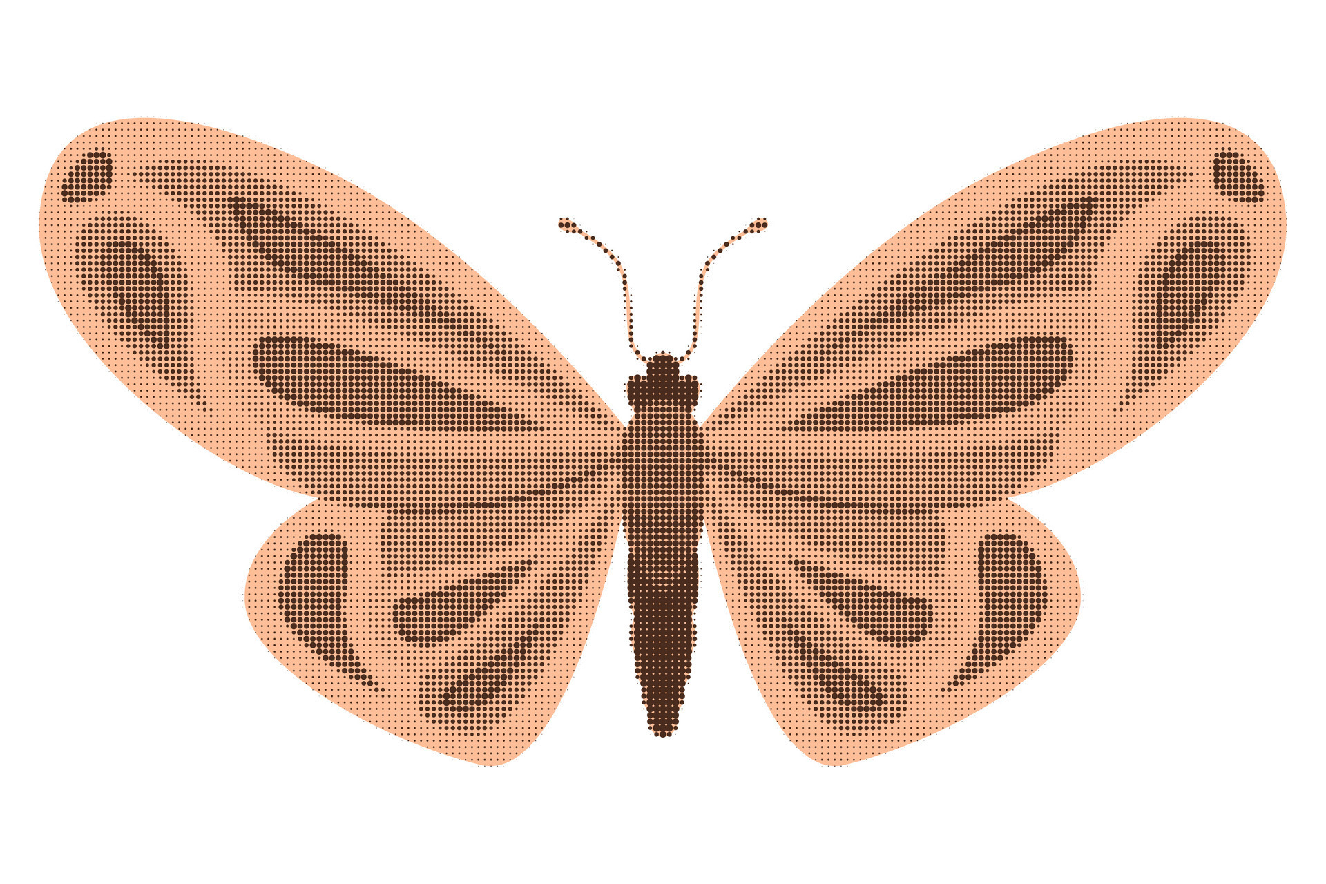 Retro style. Halftone butterfly background. Butterfly of halftone dots ...