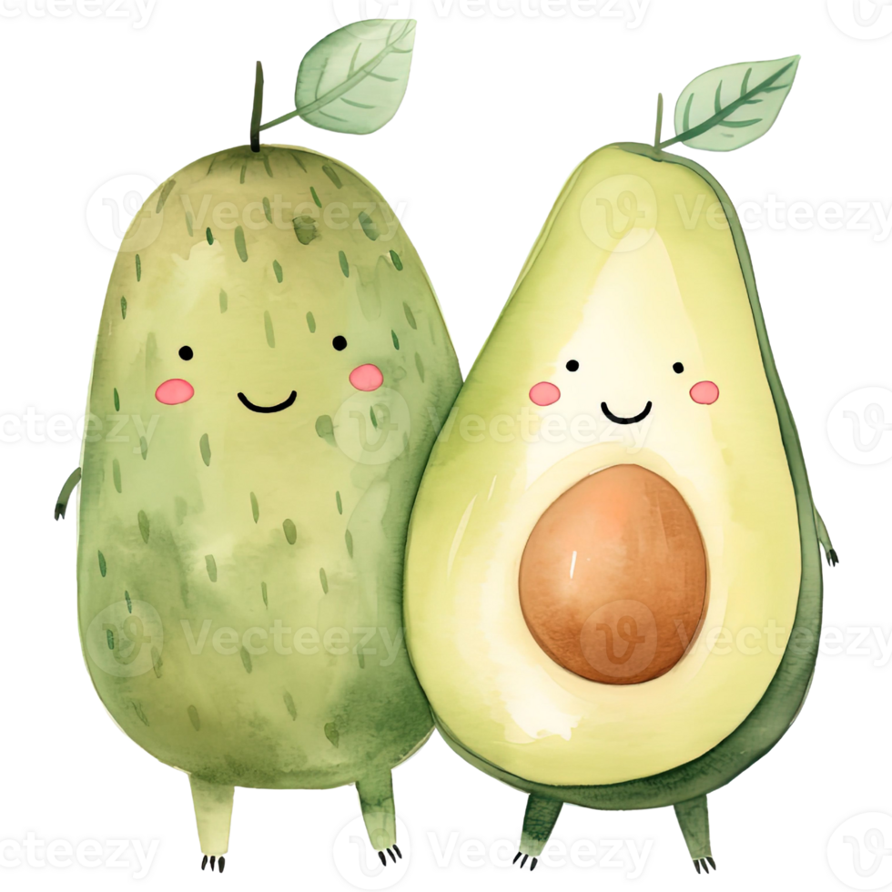 AI generated Cute Avocado Couple Watercolor Clipart for Romantic ...