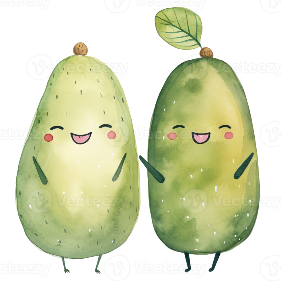AI generated Cute Avocado Couple Watercolor Clipart for Romantic ...