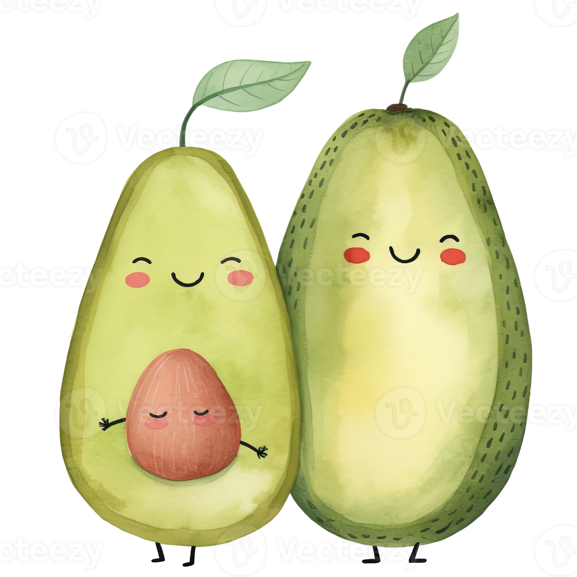 AI generated Cute Avocado Couple Watercolor Clipart for Romantic ...