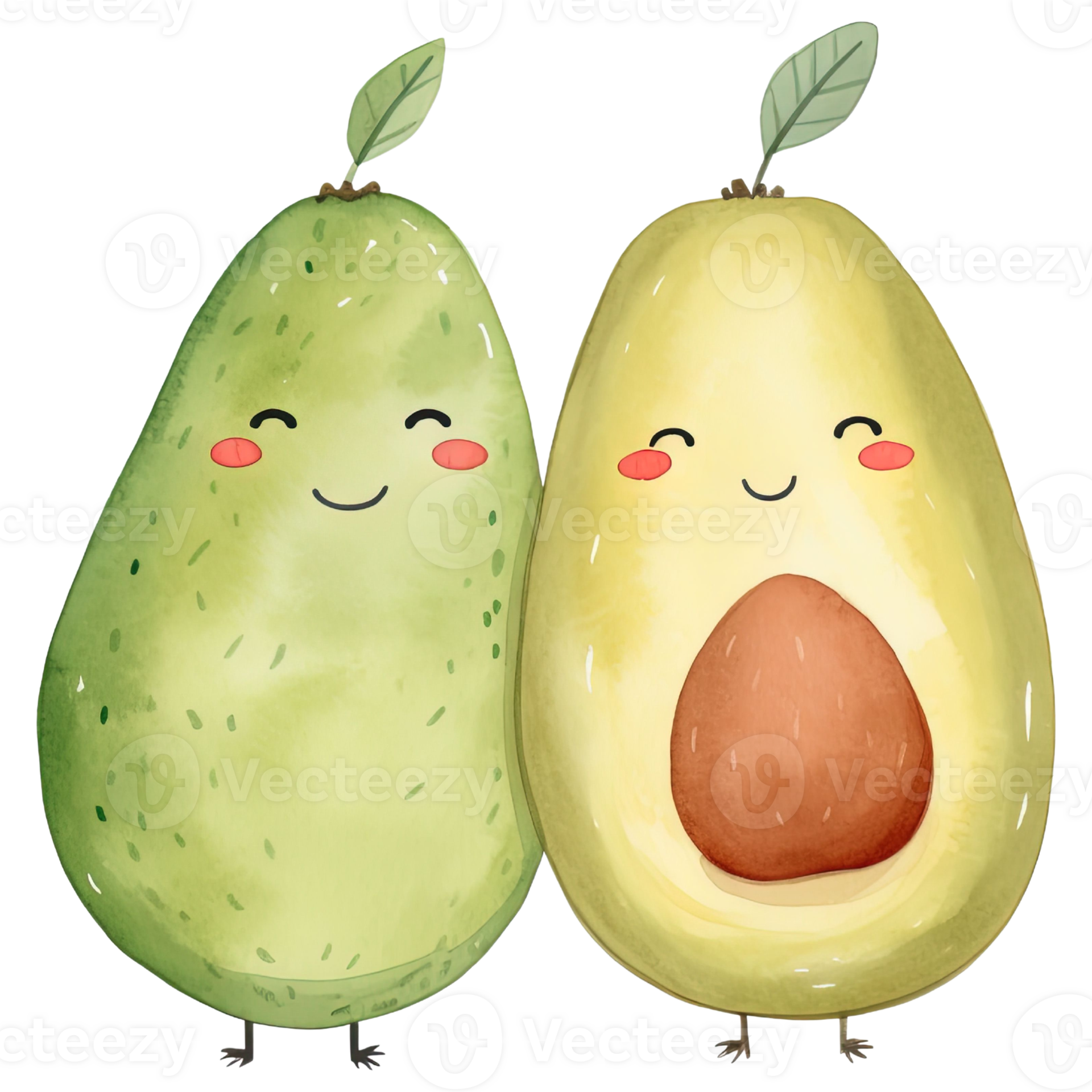 AI generated Cute Avocado Couple Watercolor Clipart for Romantic ...