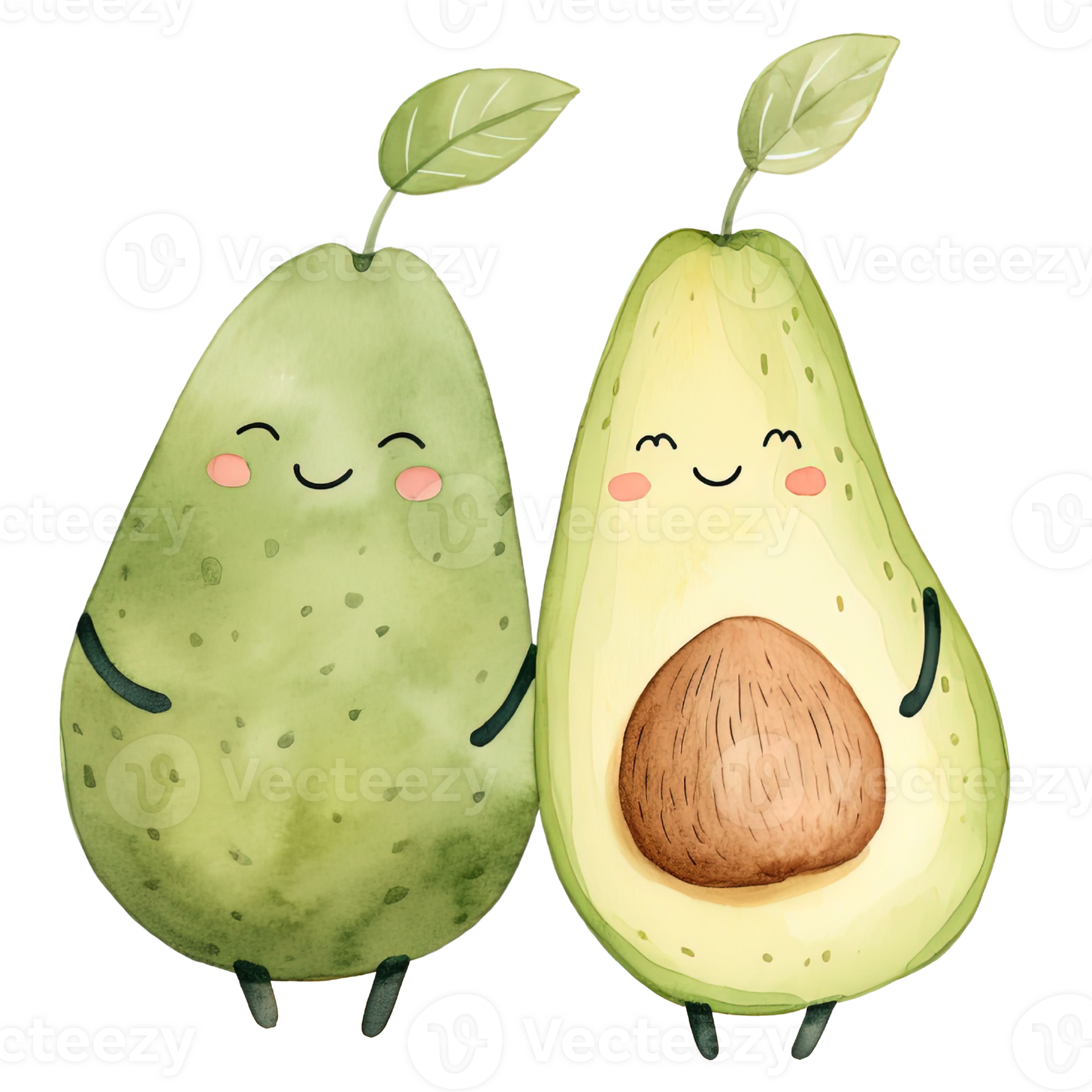 AI generated Cute Avocado Couple Watercolor Clipart for Romantic ...