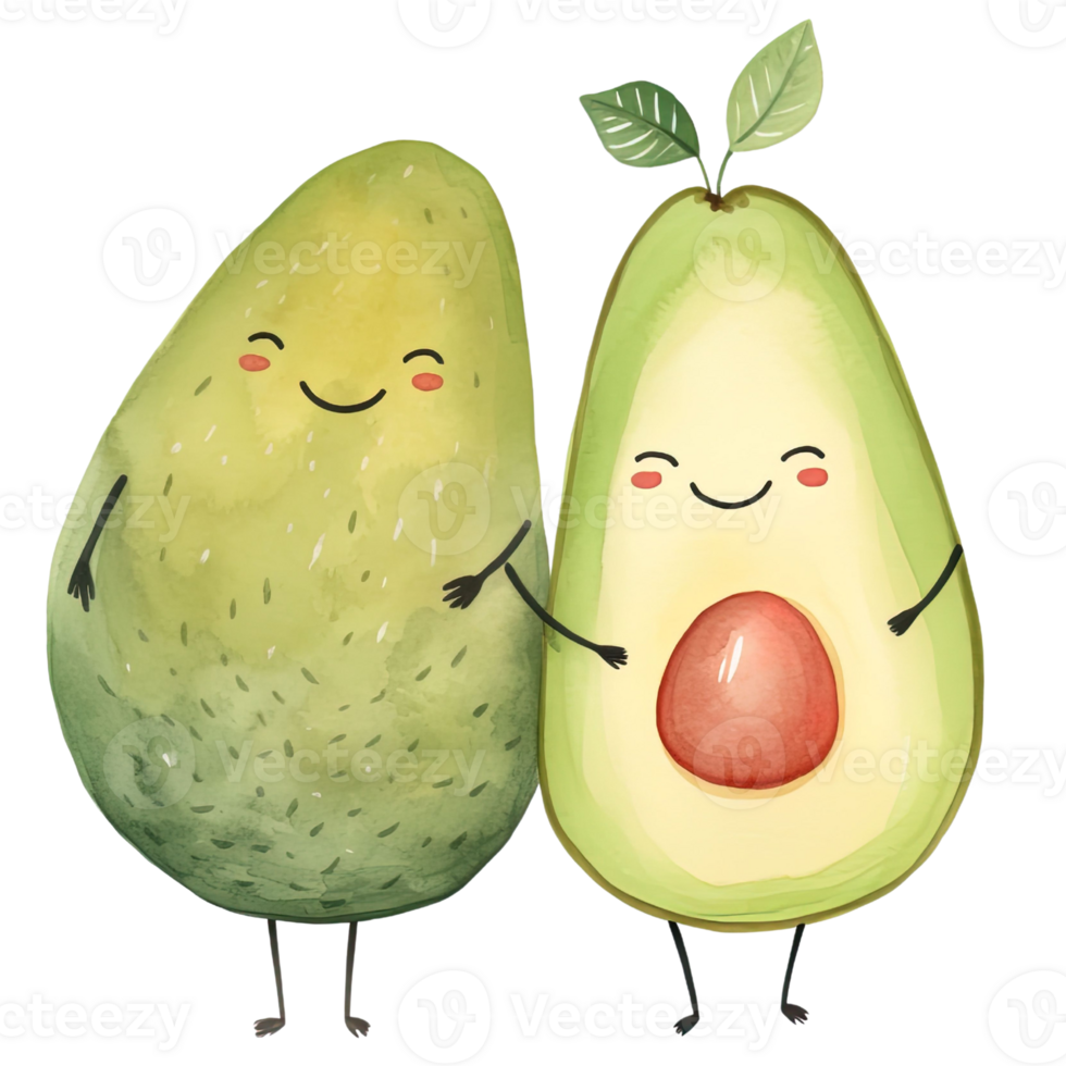 AI generated Cute Avocado Couple Watercolor Clipart for Romantic ...