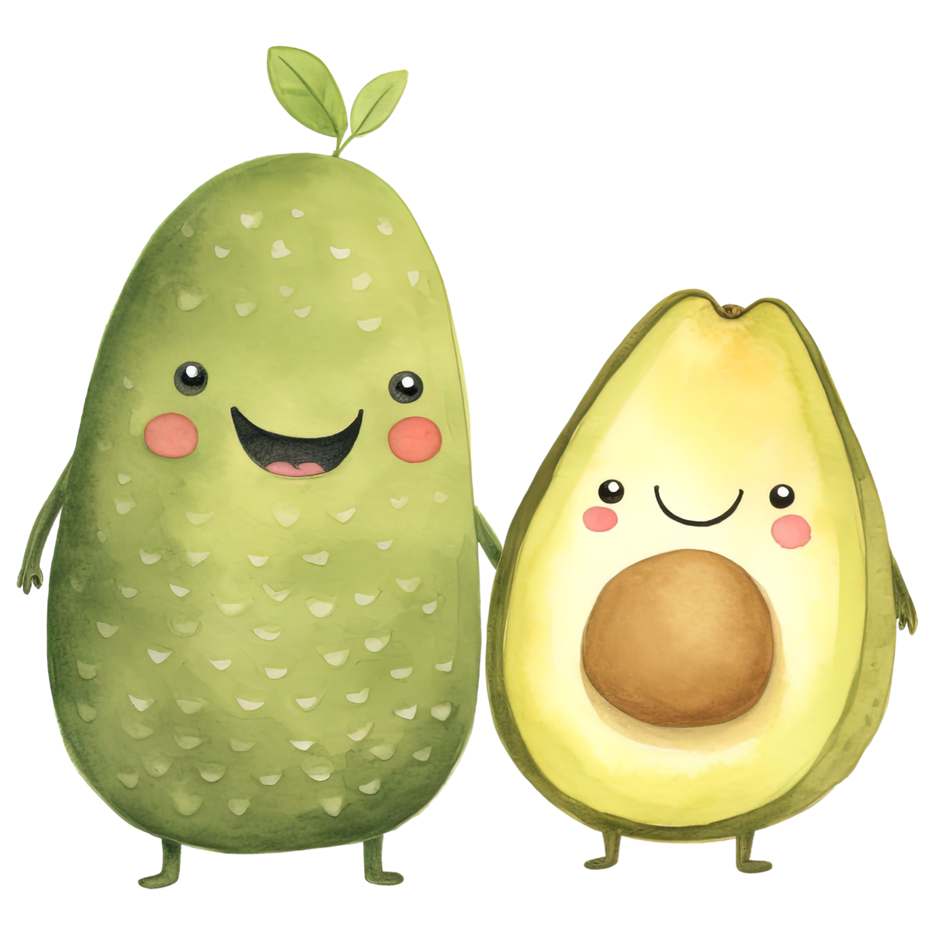 AI generated Cute Avocado Couple Watercolor Clipart for Romantic ...