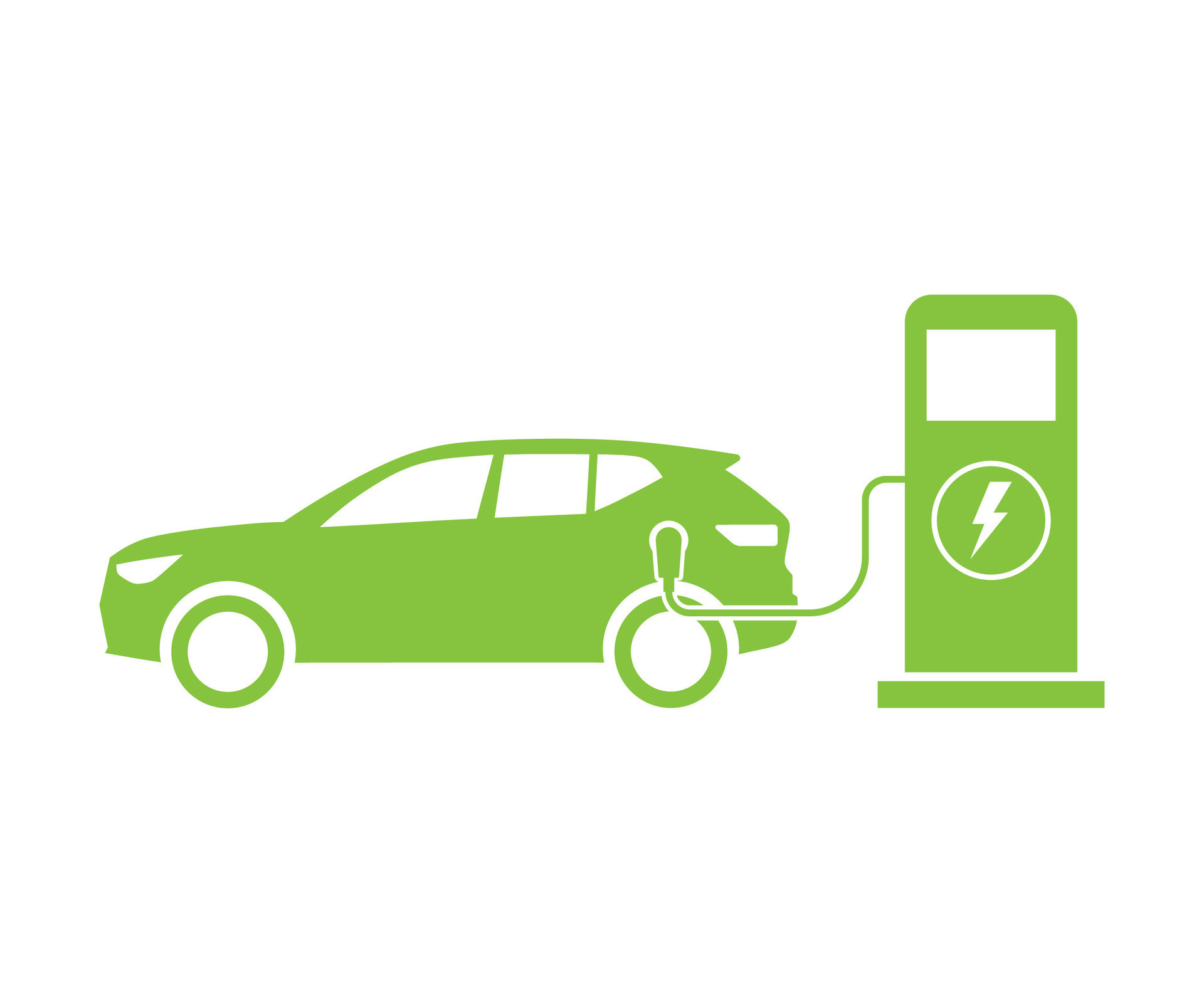 Electric car charging point icon vector. Electric vehicle recharging point. EV charging station ...