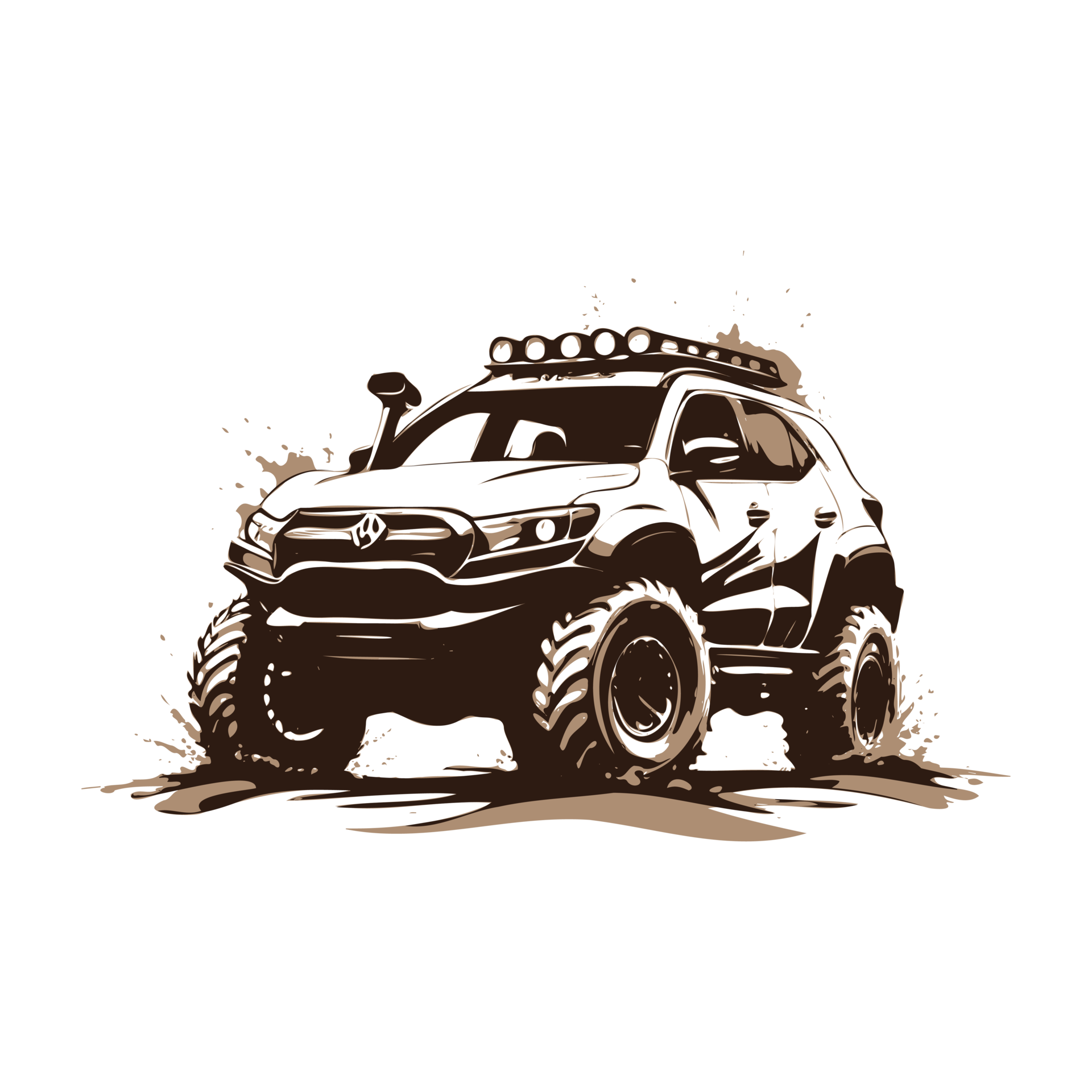 Ai Generated Black White Off Road Car With Mud Illustration 36431310 Png