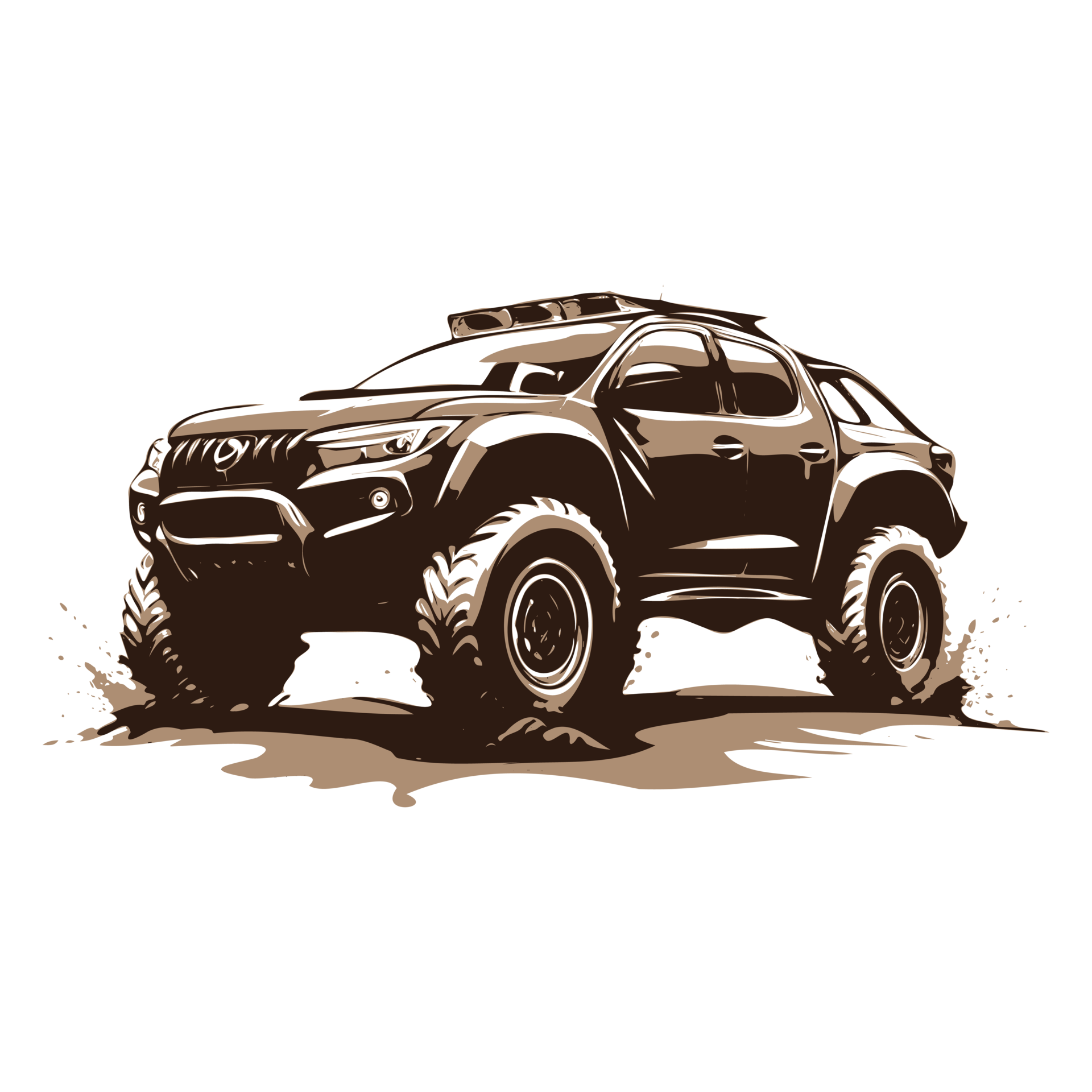 Ai Generated Black White Off Road Car With Mud Illustration 36431328 Png