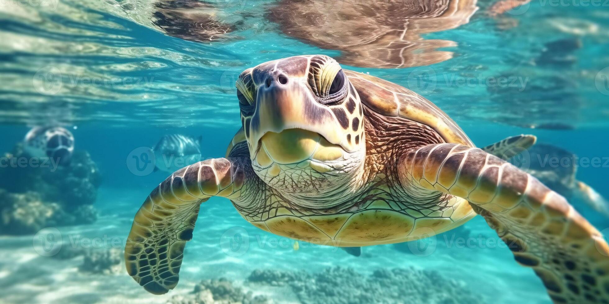 AI generated Portrait of a Sea Turtle Swimming in the Sea. Generative ...