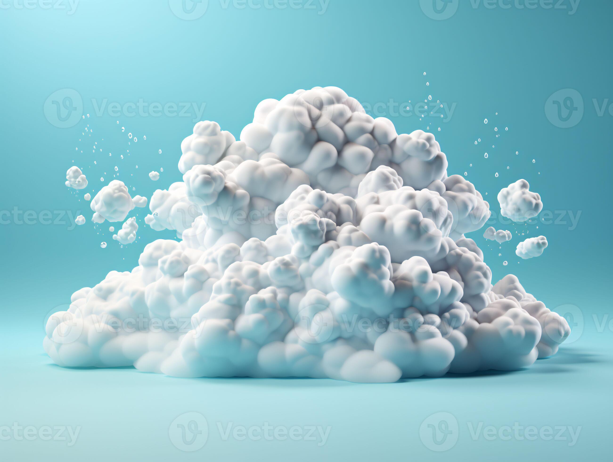 AI generated White Clouds Isolated on Blue Studio Background. Fluffy ...