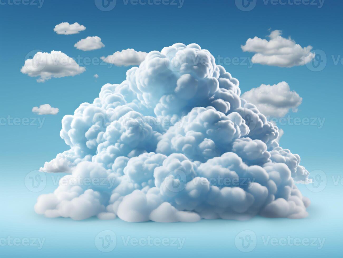 AI generated White Clouds Isolated on Blue Studio Background. Fluffy ...