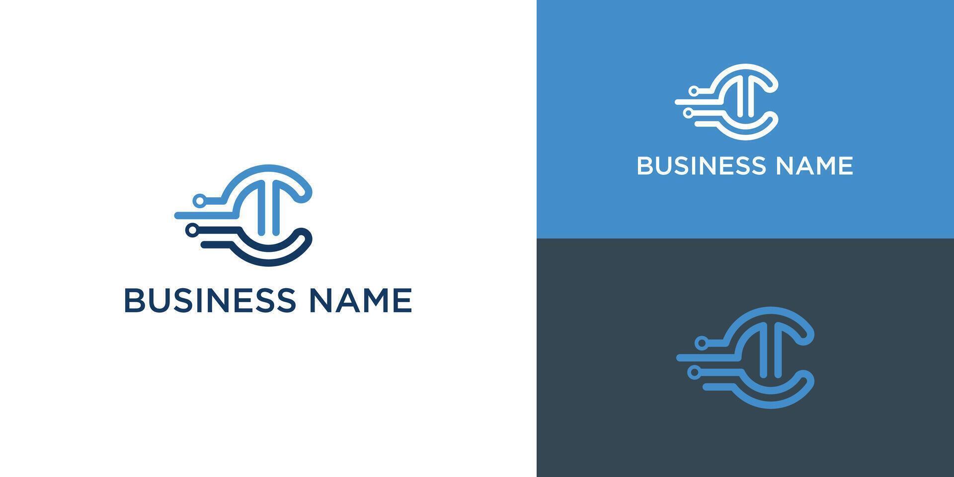 letter C tech alphabet software technology minimalist initials modern ...