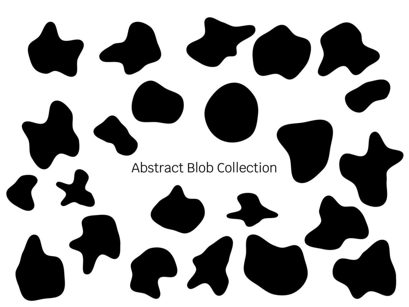 Abstract Blob Collection. Vector liquid shadows random shapes. Black ...