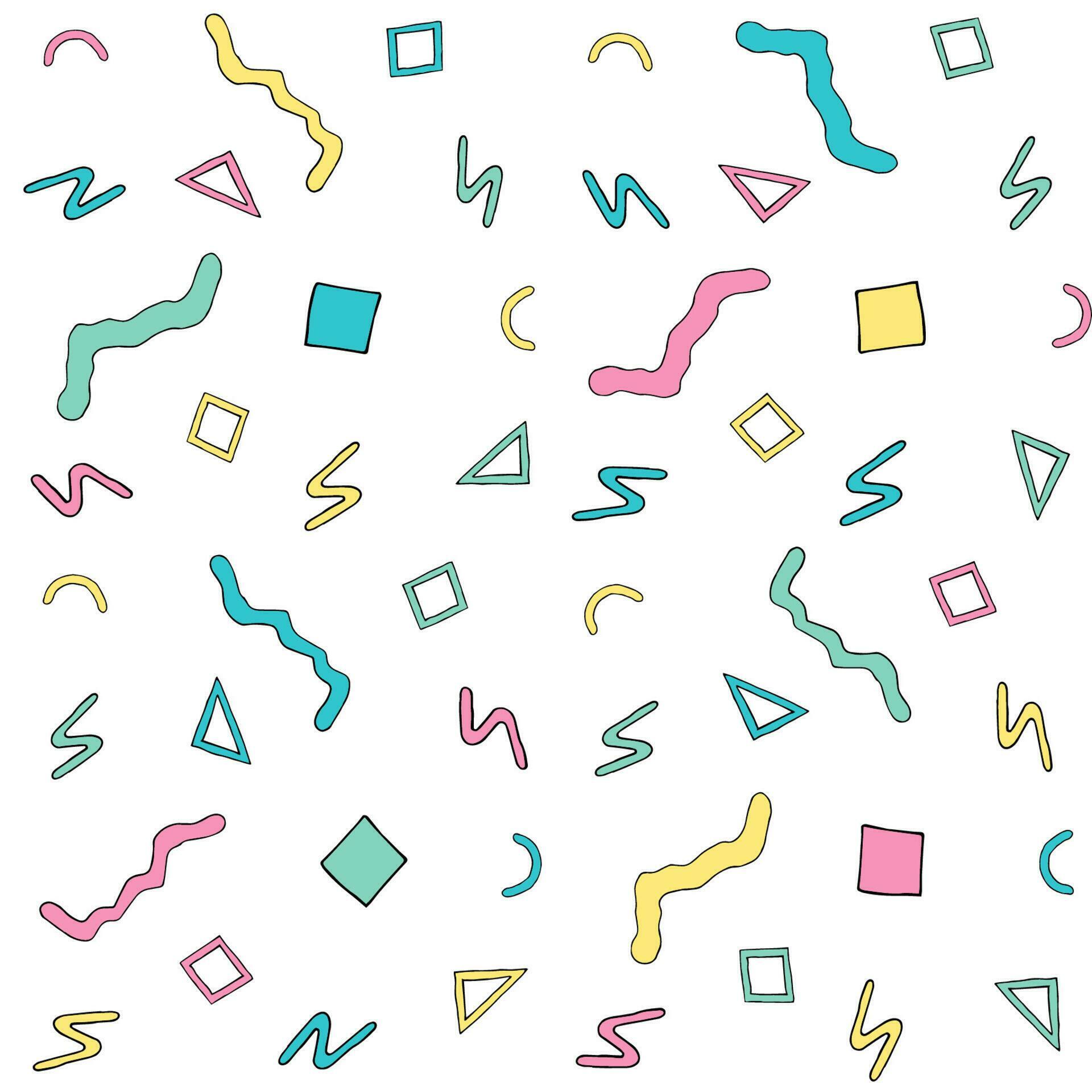 Modern Abstract Design Pattern In Retro Style Seamless Texture With Geometric Shapes Colorful