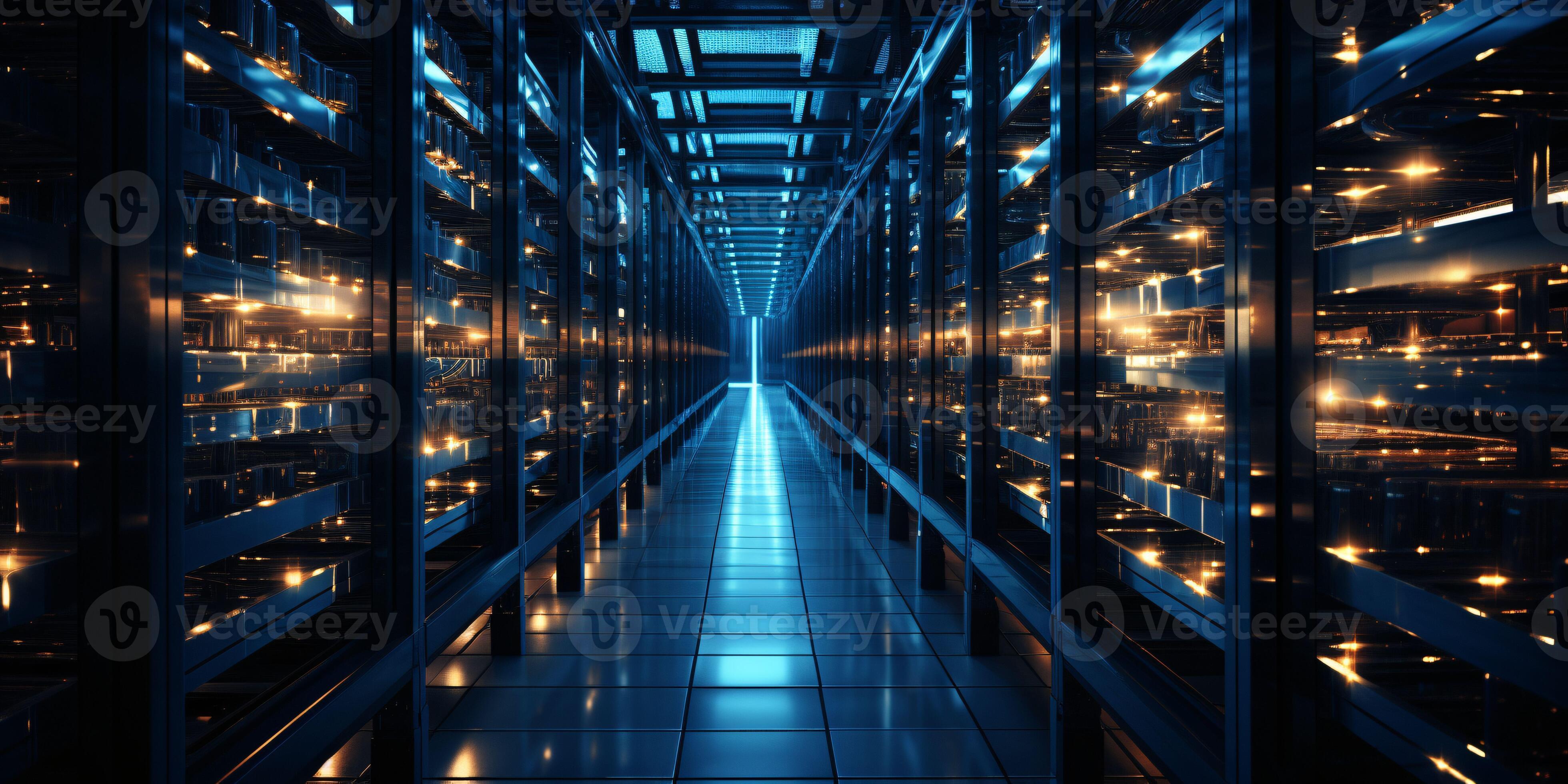 AI generated Data Center Background. Futuristic Server Room. Generative ...