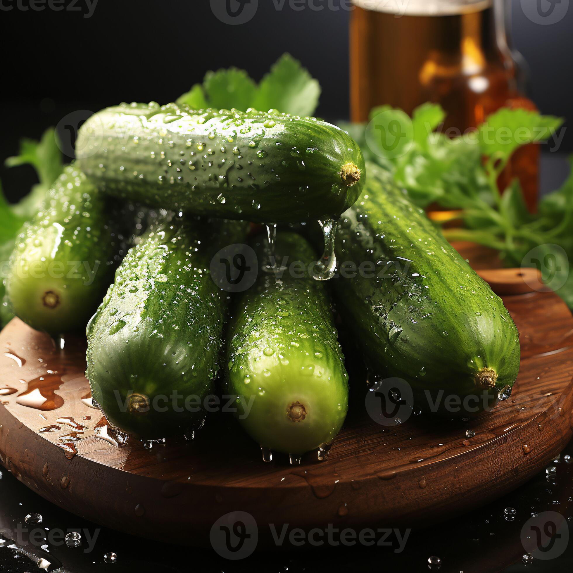 AI generated Fresh Cucumber with Water Droplets. Generative AI 36433791 Stock Photo at Vecteezy