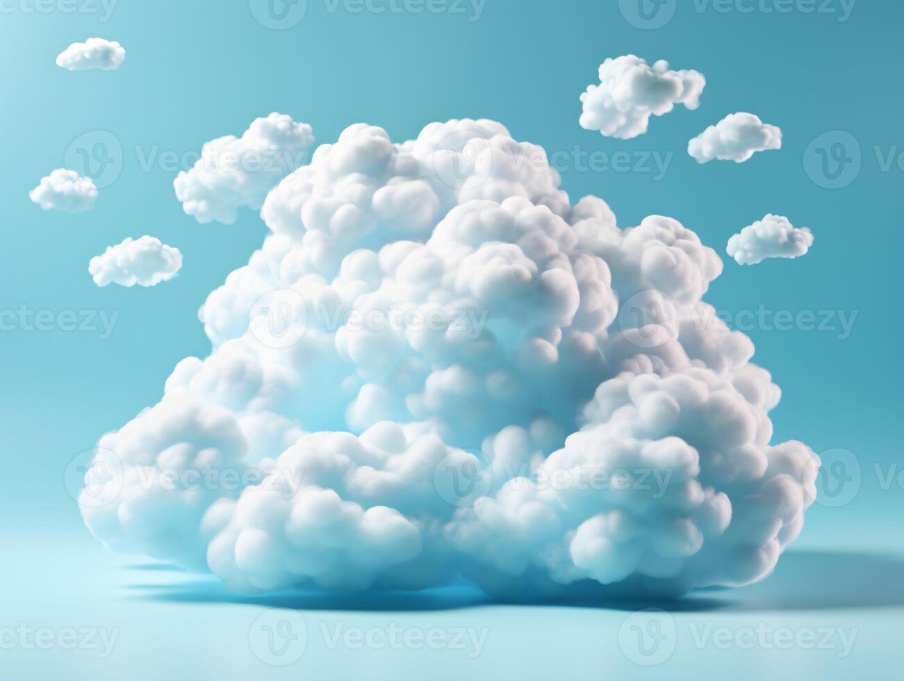 AI generated White Clouds Isolated on Blue Studio Background. Fluffy ...