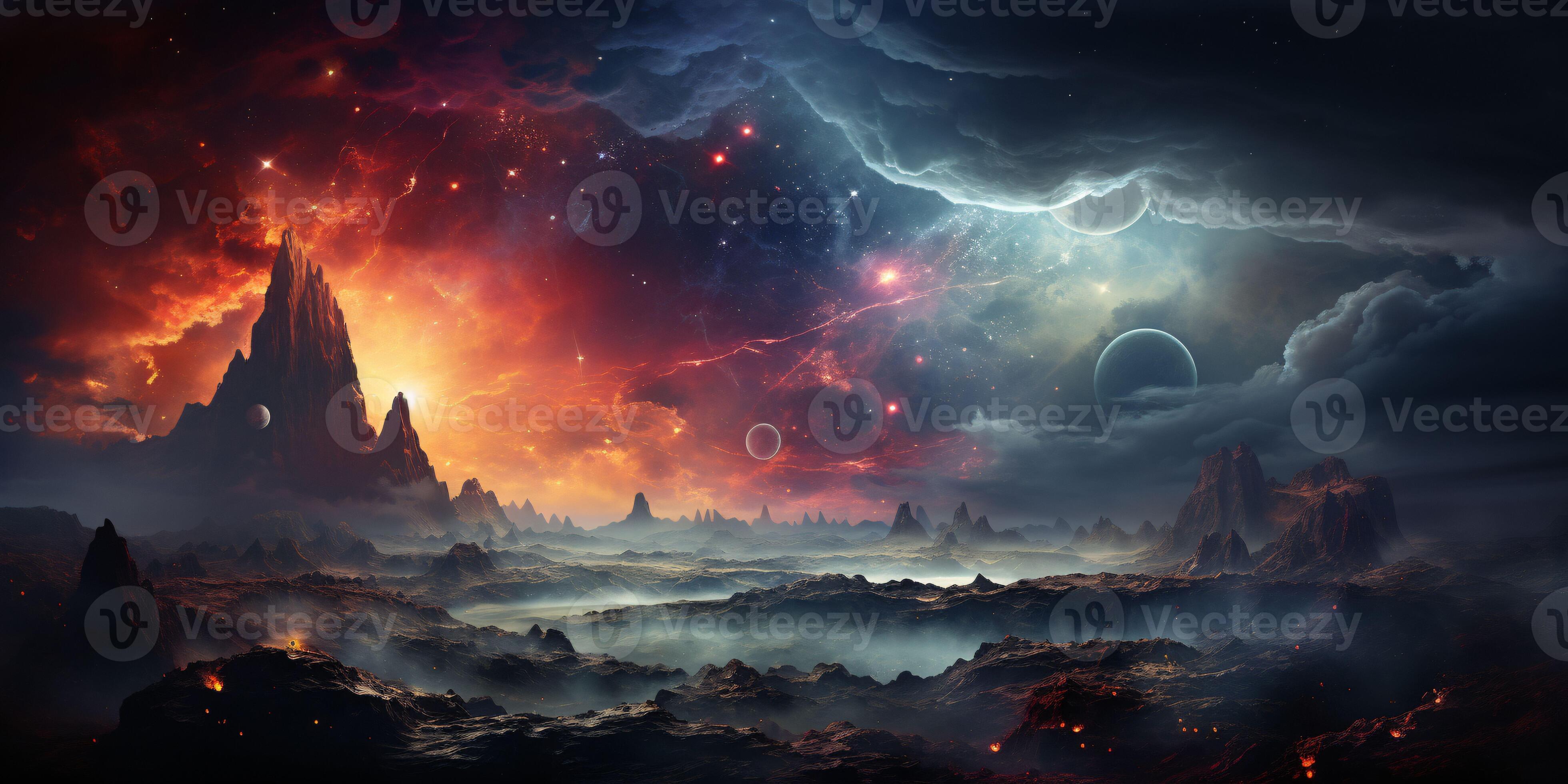 AI generated Colorful Space Background with Nebula, Galaxies, and ...