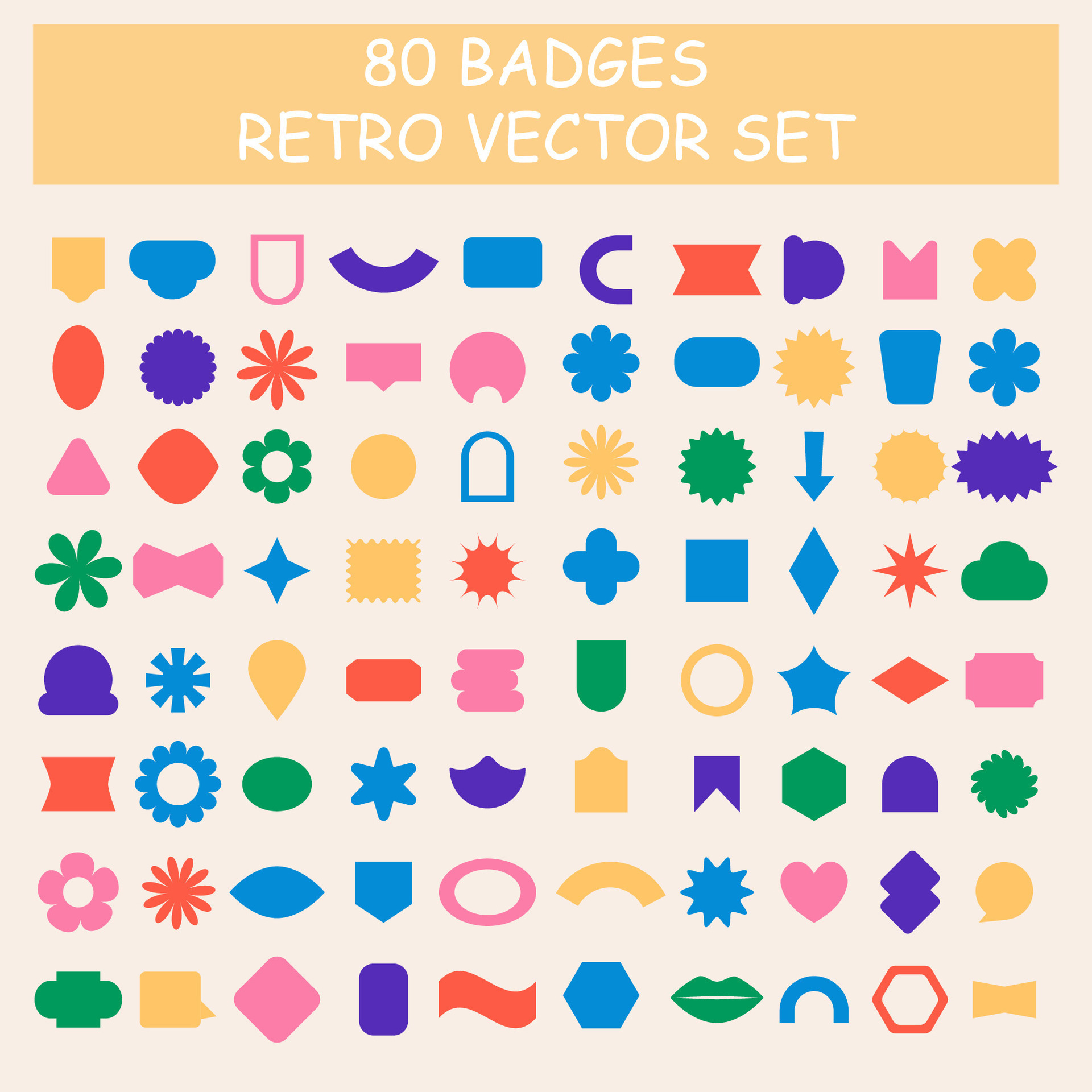 Set of 80 retro geometric shapes. 2y2k 36435800 Vector Art at Vecteezy