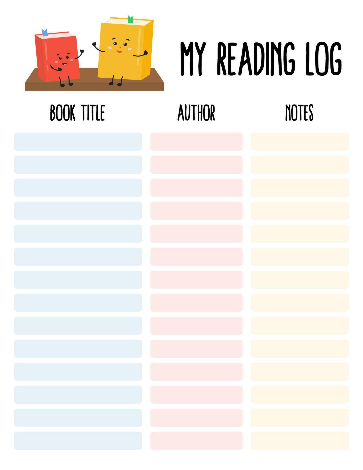 My reading log, chart, journal for kids, readers. Book list for reading ...