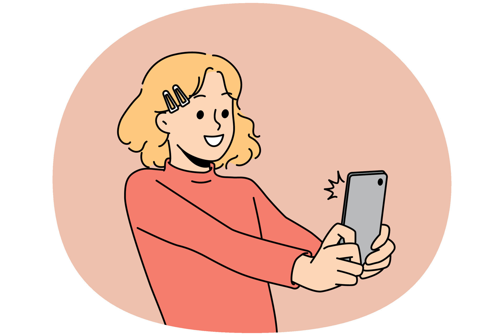 Smiling Girl Make Selfie On Cellphone 36443025 Vector Art At Vecteezy