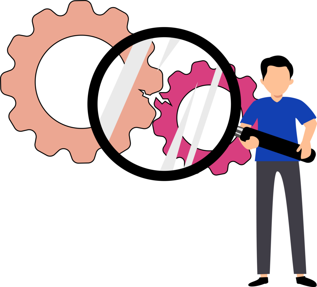man holding magnifying and gear or analyzing problem solving concept ... man holding magnifying and gear or analyzing problem solving concept ...