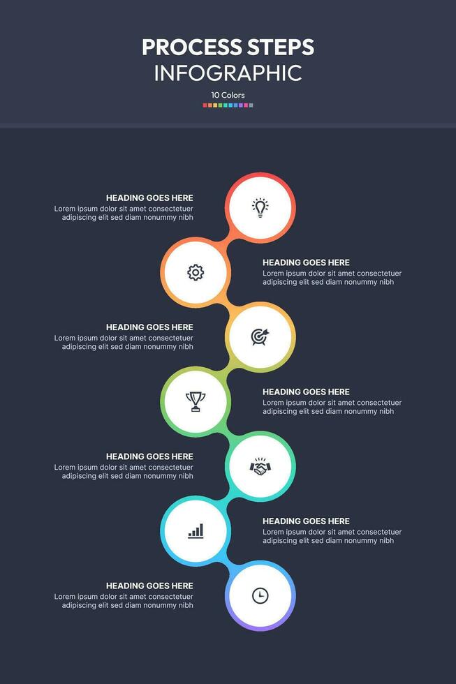 Process Workflow 7 Steps Modern Design Template for Infographics ...