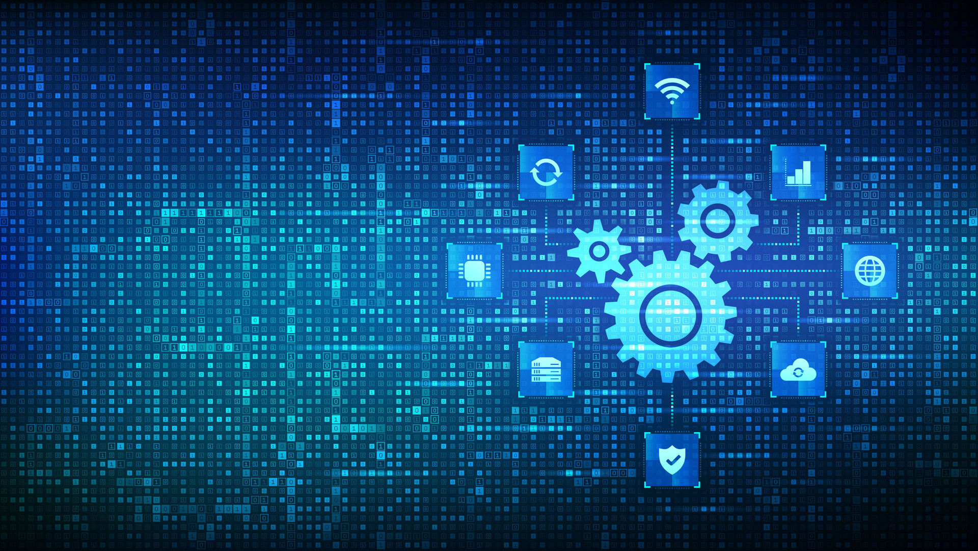 Automation Software Gears Icon Made With Binary Code Iot And Automation Icons Connections