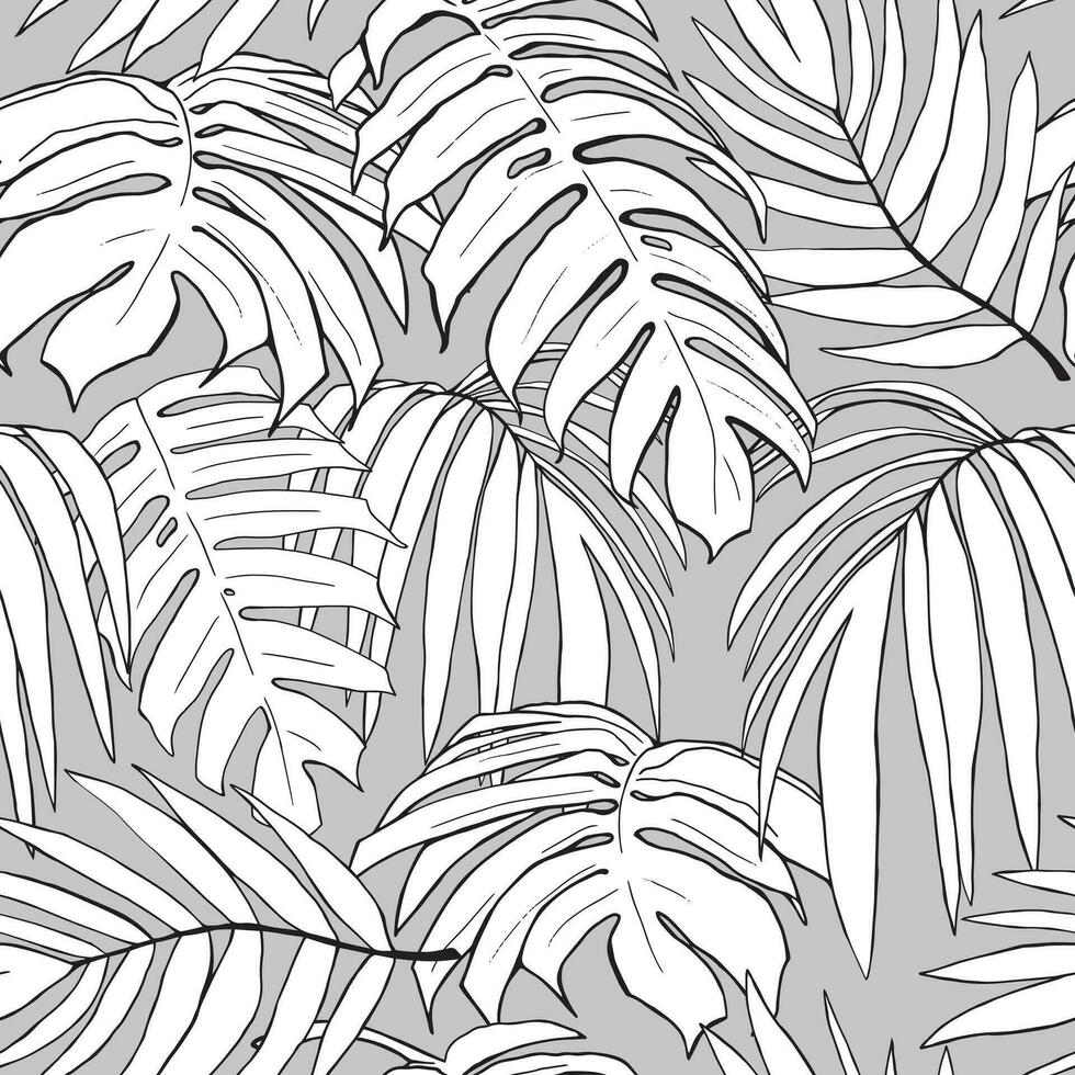 Tropical Leaves Seamless Pattern Graphic Modern Vector Illustration
