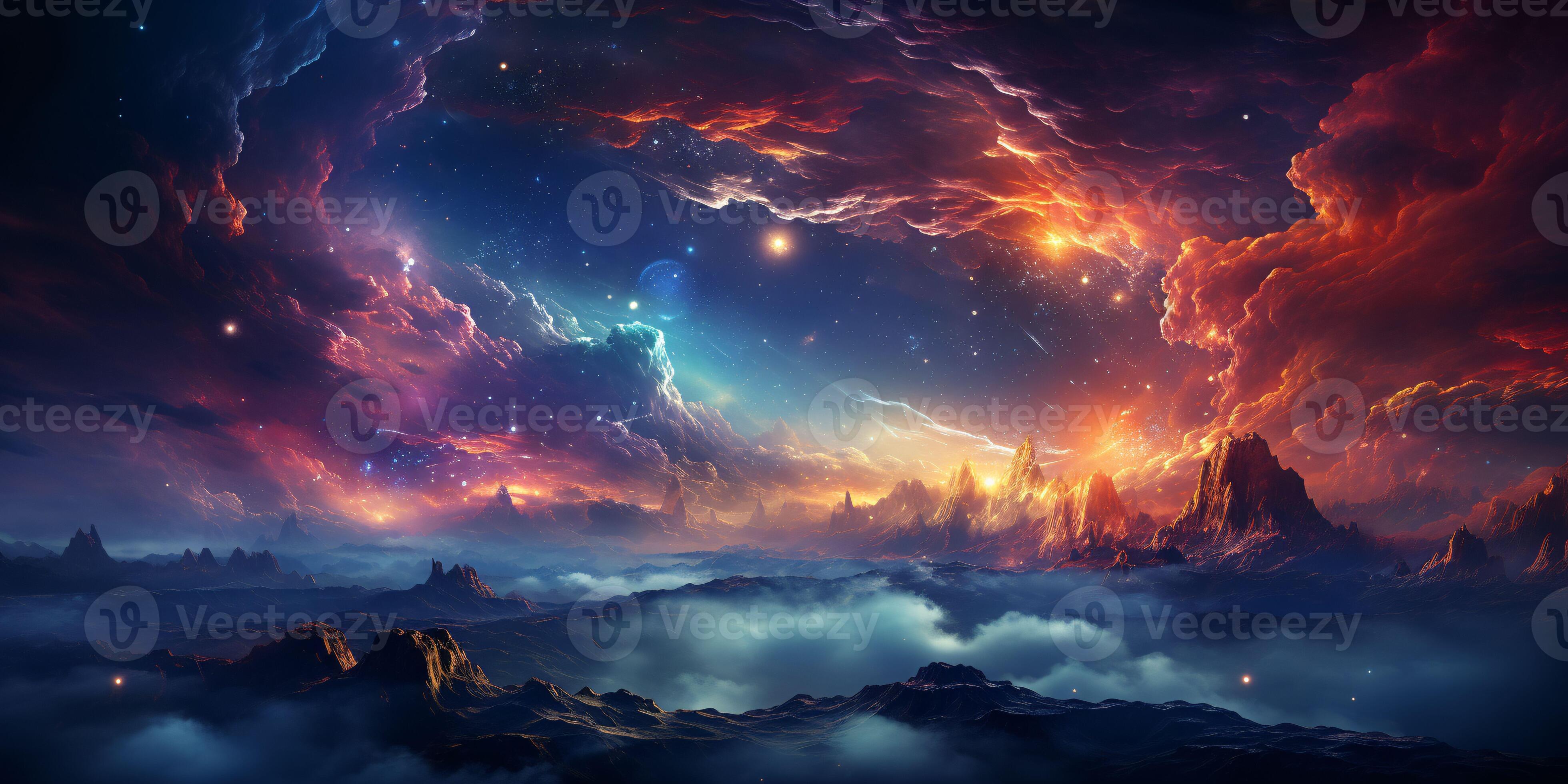 AI generated Colorful Space Background with Nebula, Galaxies, and ...