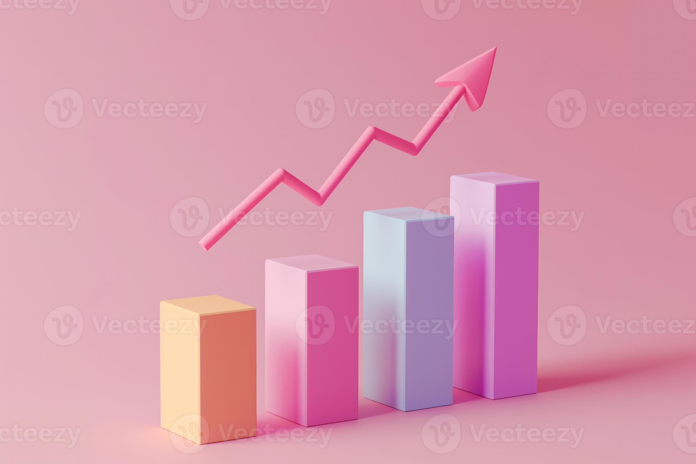 Ai Generated 3d Bar Graph Chart Showing Growth With Arrow 36448573