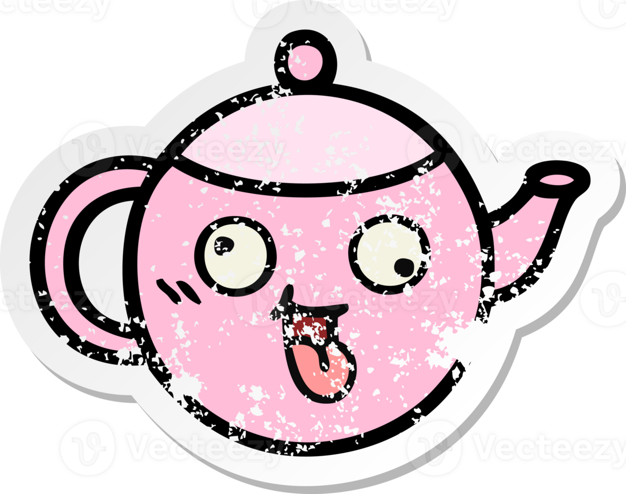 distressed sticker of a cute cartoon teapot 36450622 PNG distressed sticker of a cute cartoon teapot 36450622 PNG
