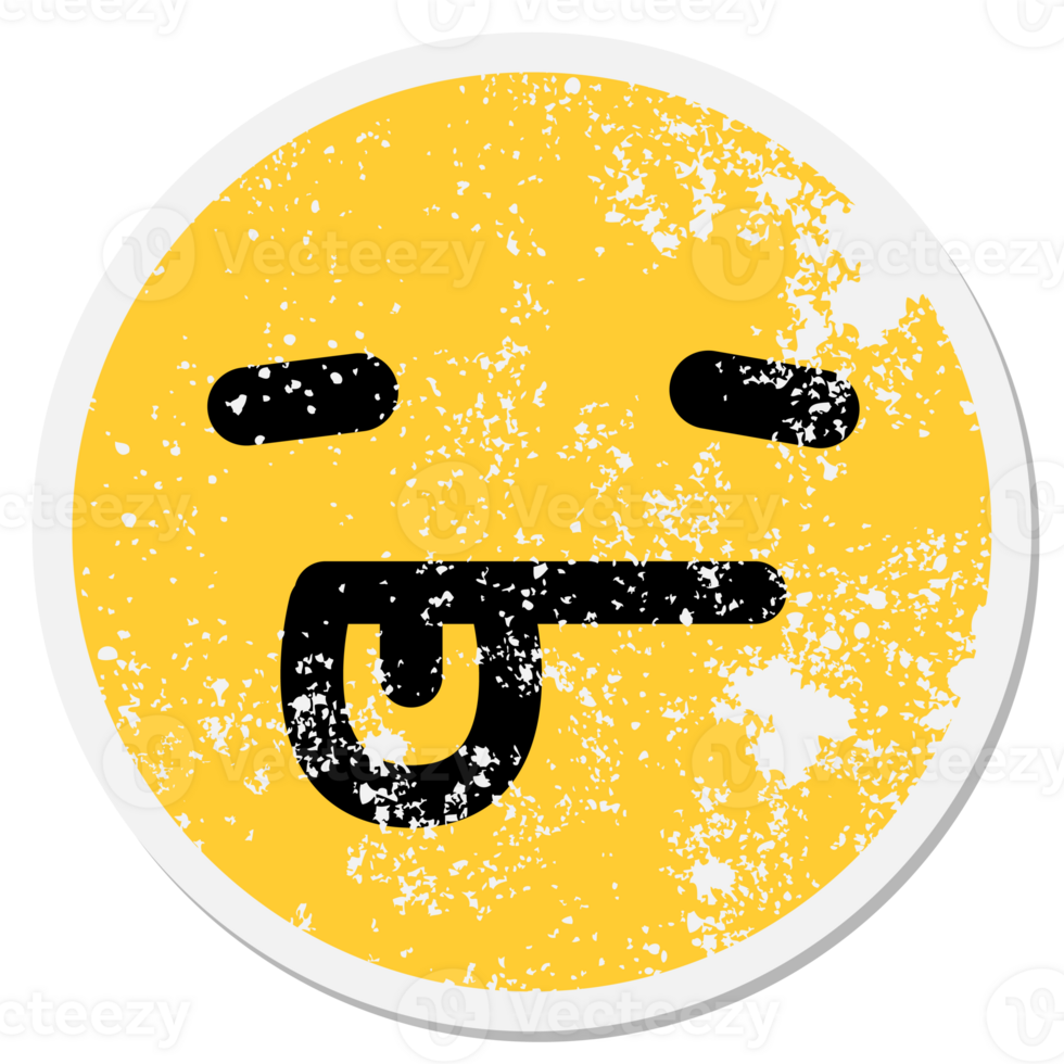 Simple Tired Face With Tongue Circular Sticker 36452719 Png