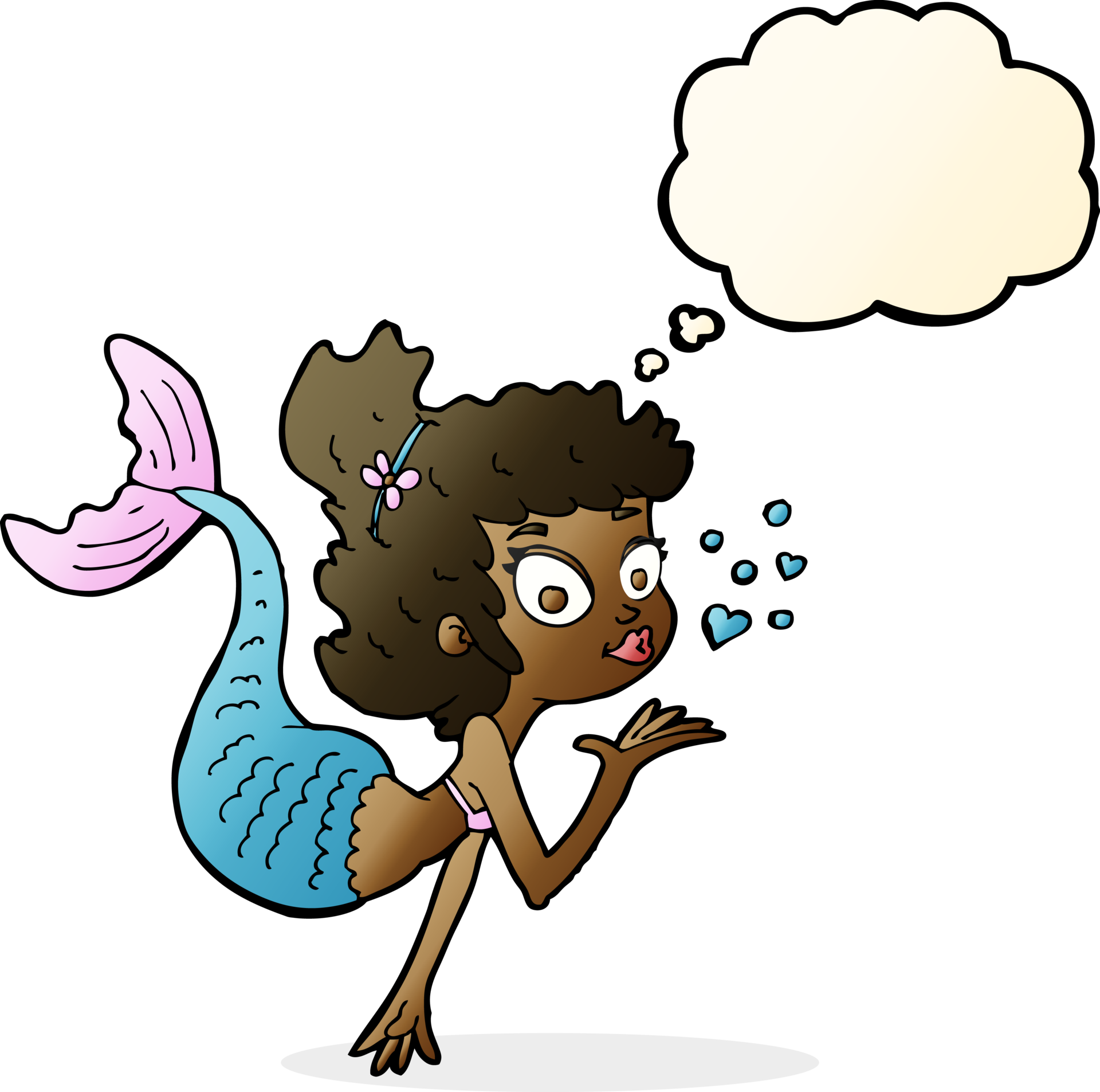 Cartoon Pretty Mermaid With Thought Bubble 36453031 Png
