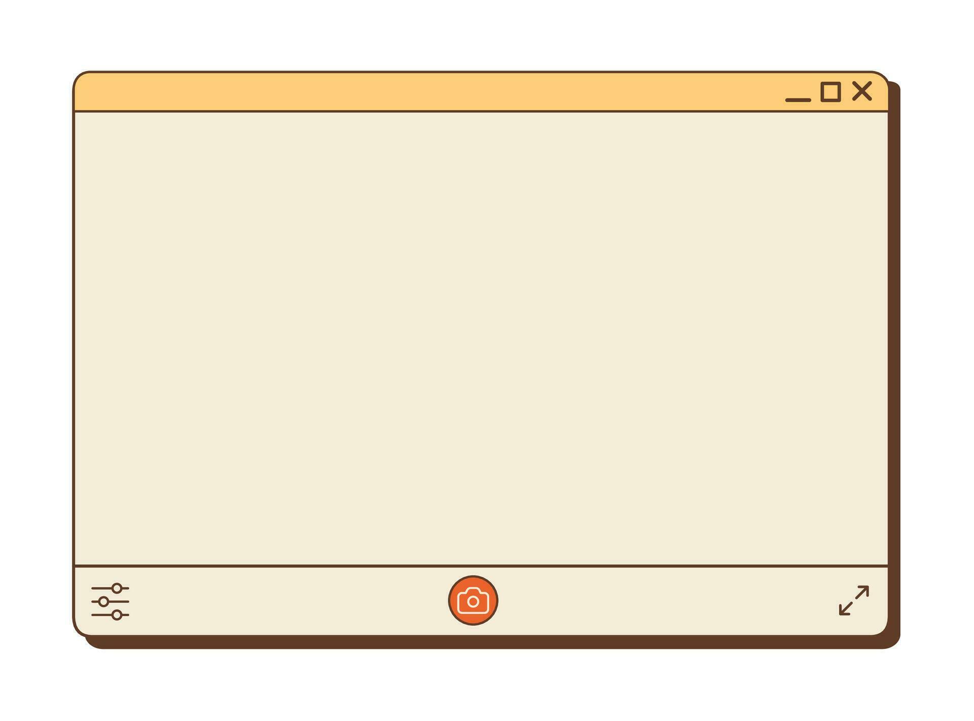 Vector y2k photo booth window. Nostalgic UI. Retro computer interface. Photo app layout. Desktop ...