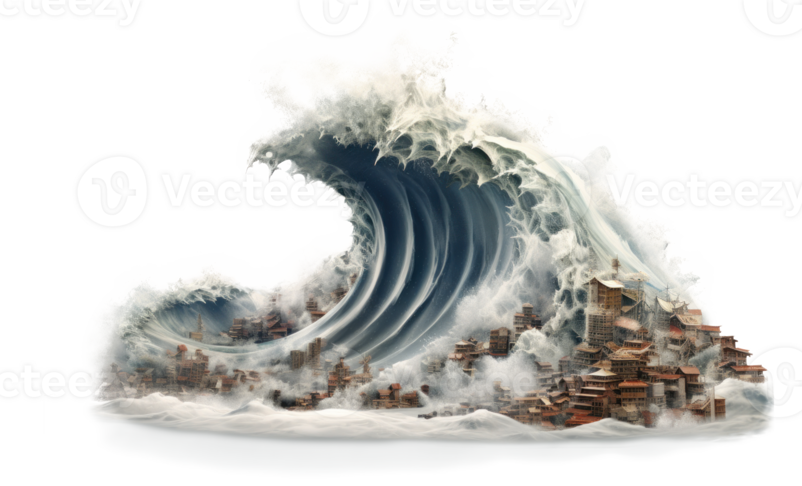 Ai Generated Natural Disaster Tsunami Engulfs City 36460418 Png