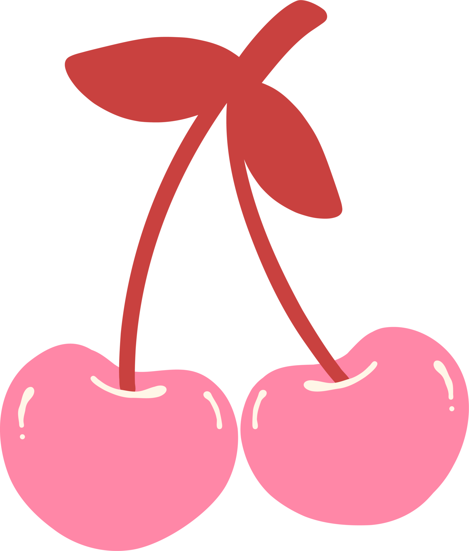 Coquette Cherries With Ribbon Bow Flat Design 36460587 Png