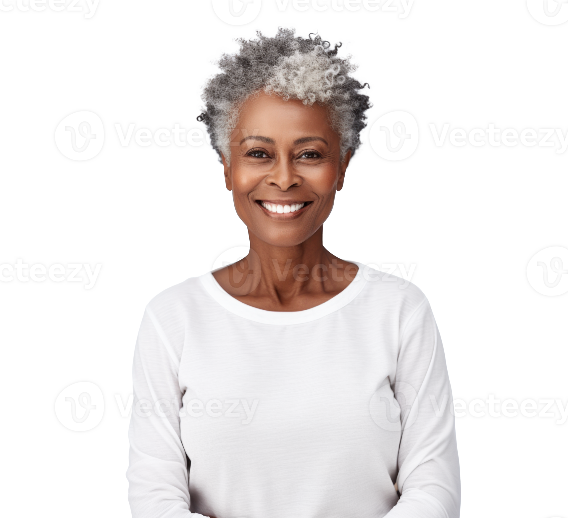 Ai Generated Attractive Black Older Woman Png File Of Isolated Cutout Object With Shadow On
