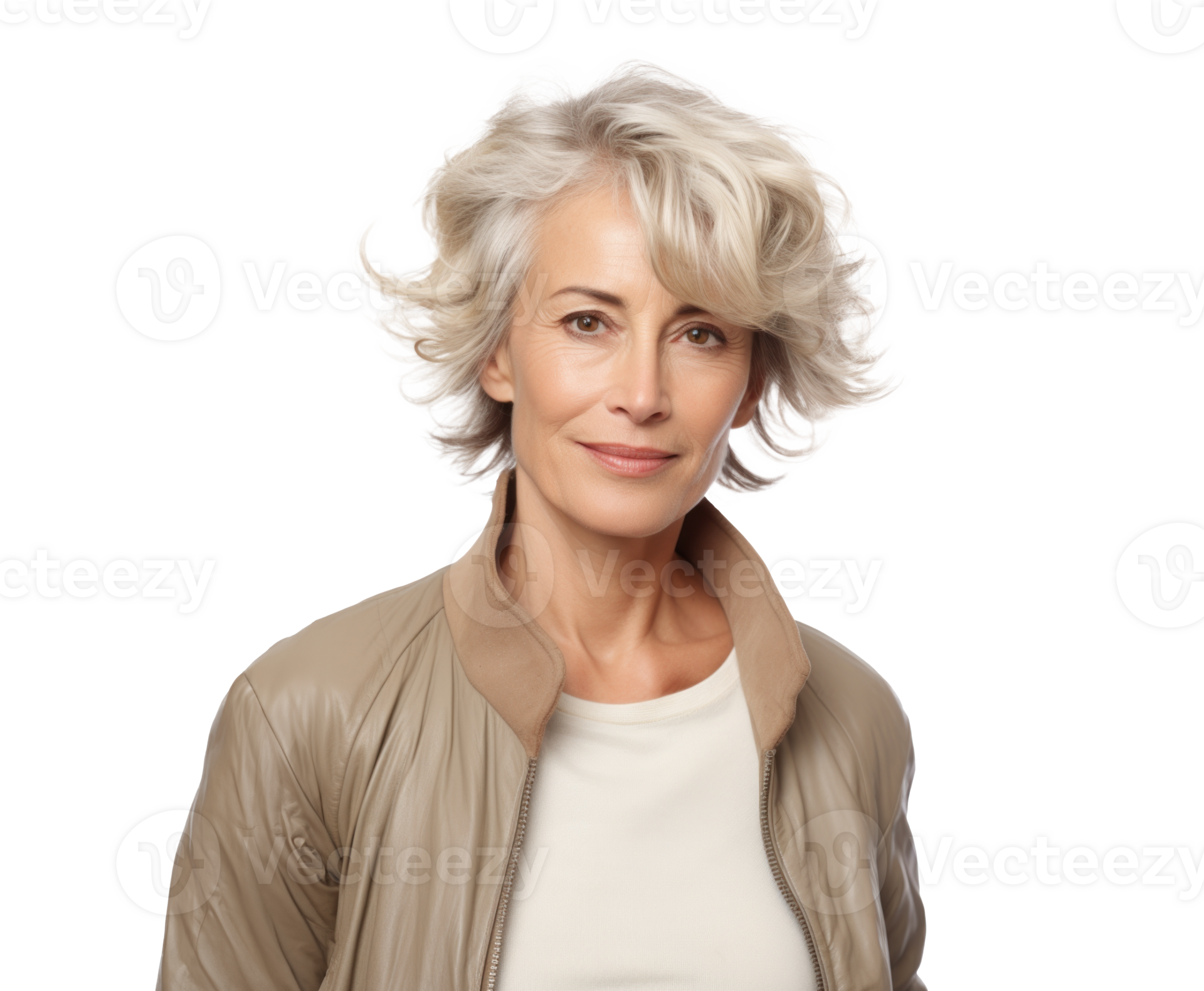 Ai Generated Attractive Older Woman Png File Of Isolated Cutout Object With Shadow On