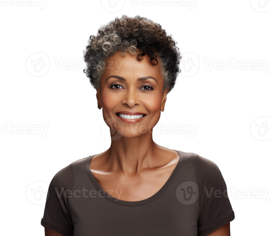 Ai Generated Attractive Black Older Woman Png File Of Isolated Cutout Object With Shadow On