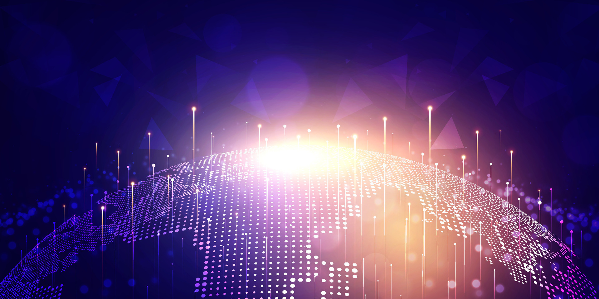 Digital Technology Global Internet Network Connection Blue Pink Background Cyber Information